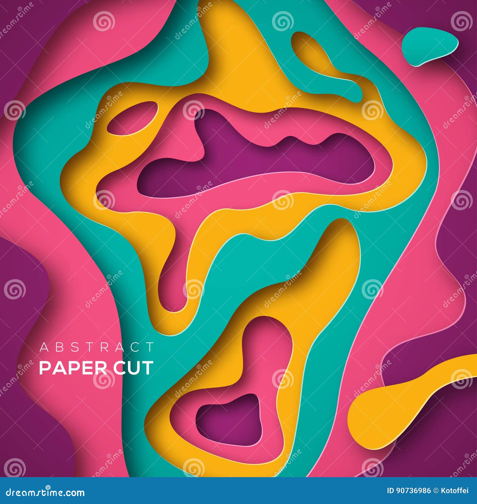 3D Abstract Background with Paper Cut Shapes Stock Vector ...