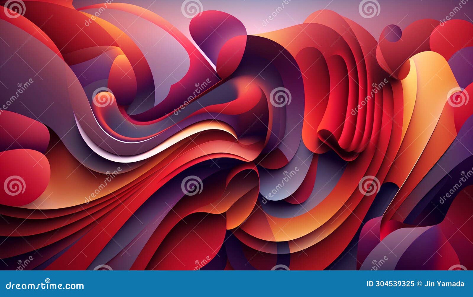 3d Abstract Background with Red, Orange and Yellow Waves. Vector ...