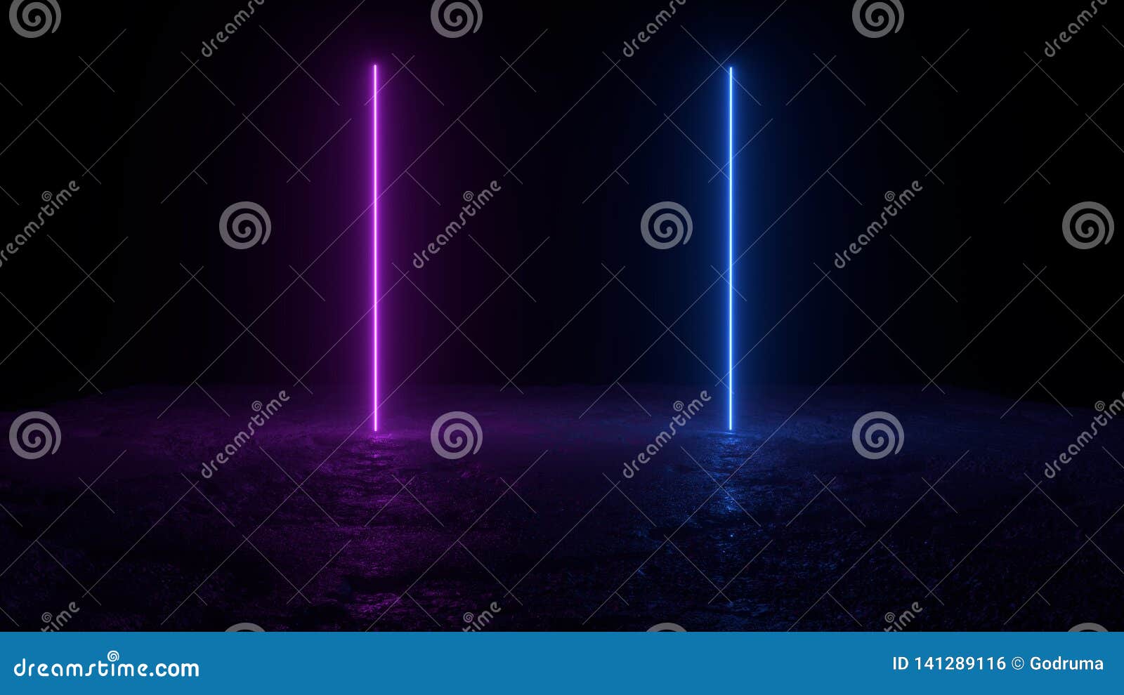 3d Abstract Background Render, Two Pink Amd Blue Neon Lights On The ...