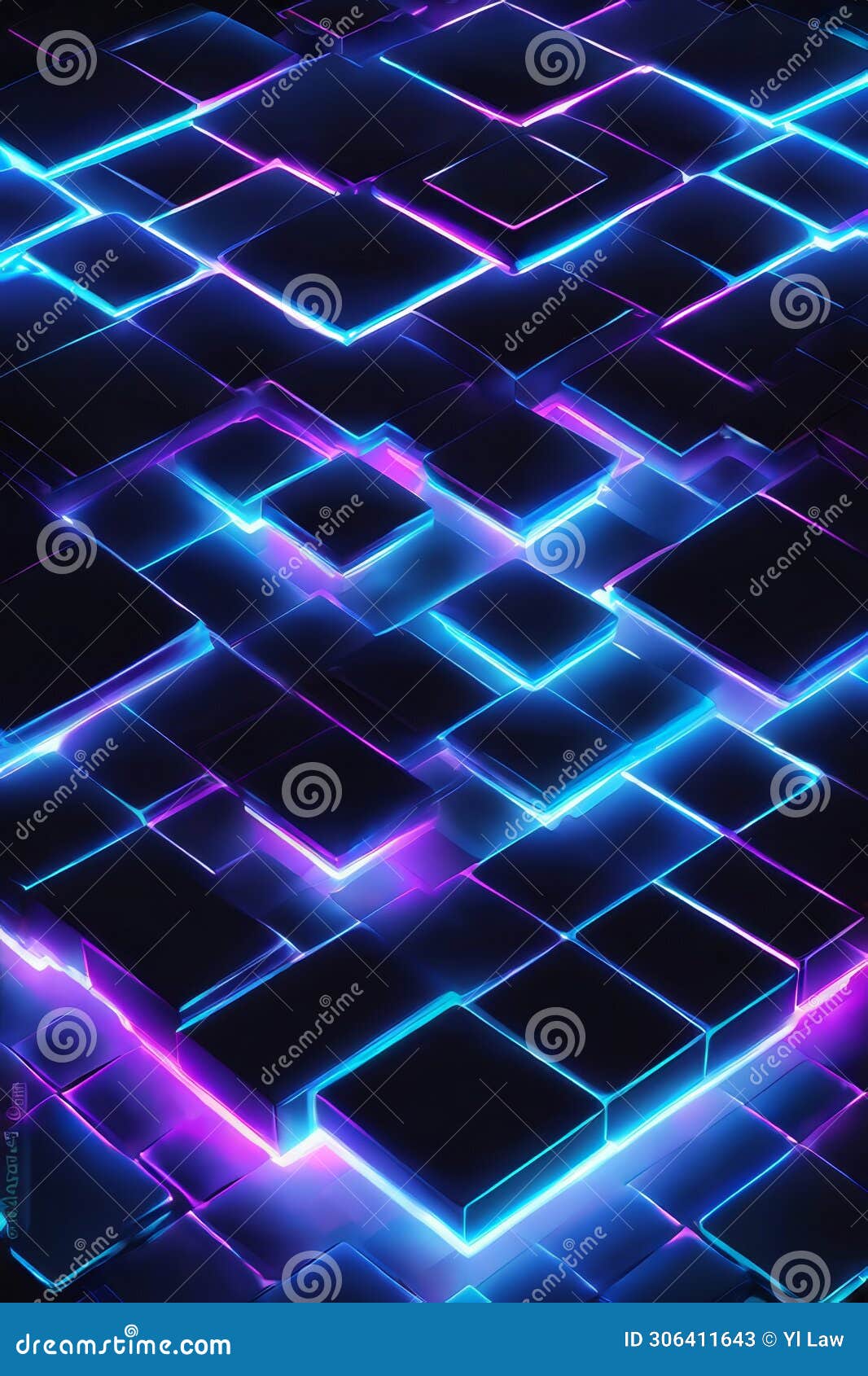 3d Abstract Background with Ultraviolet Neon Lights, Empty Frame Stock ...