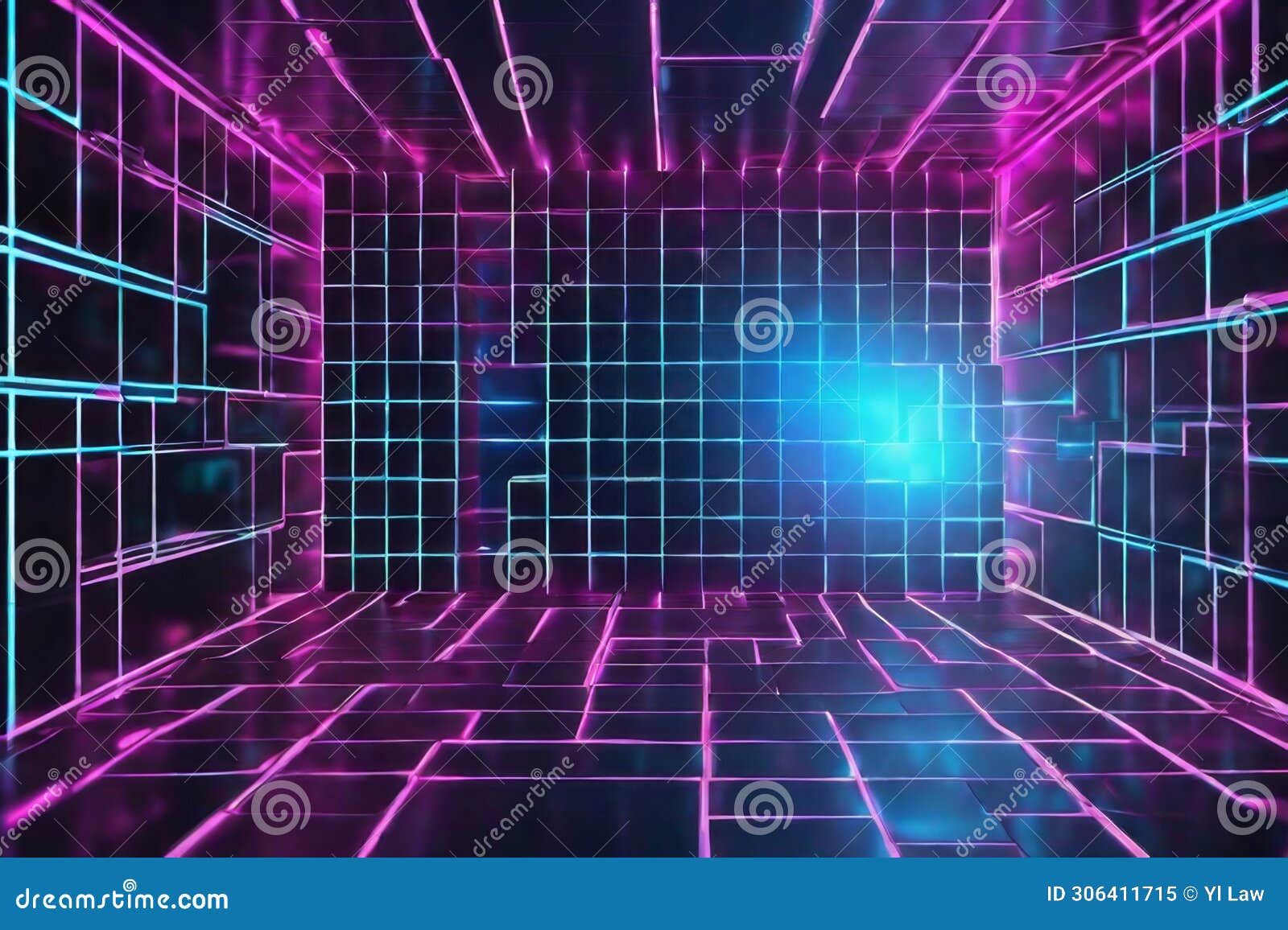 3d Abstract Background with Ultraviolet Neon Lights, Empty Frame Stock ...