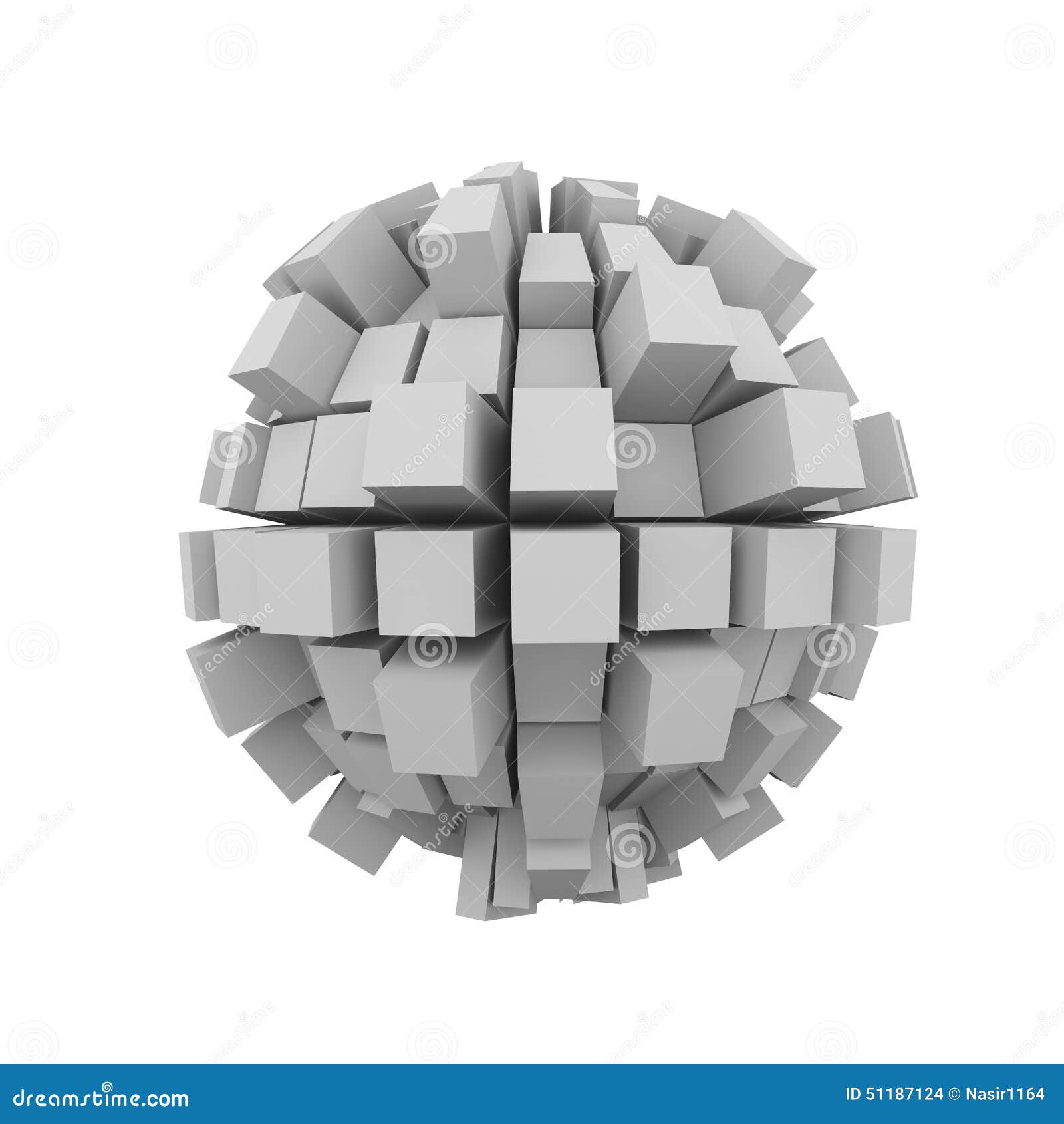 3d Abstract Block Cube Sphere Ball Stock Illustration - Illustration of ...