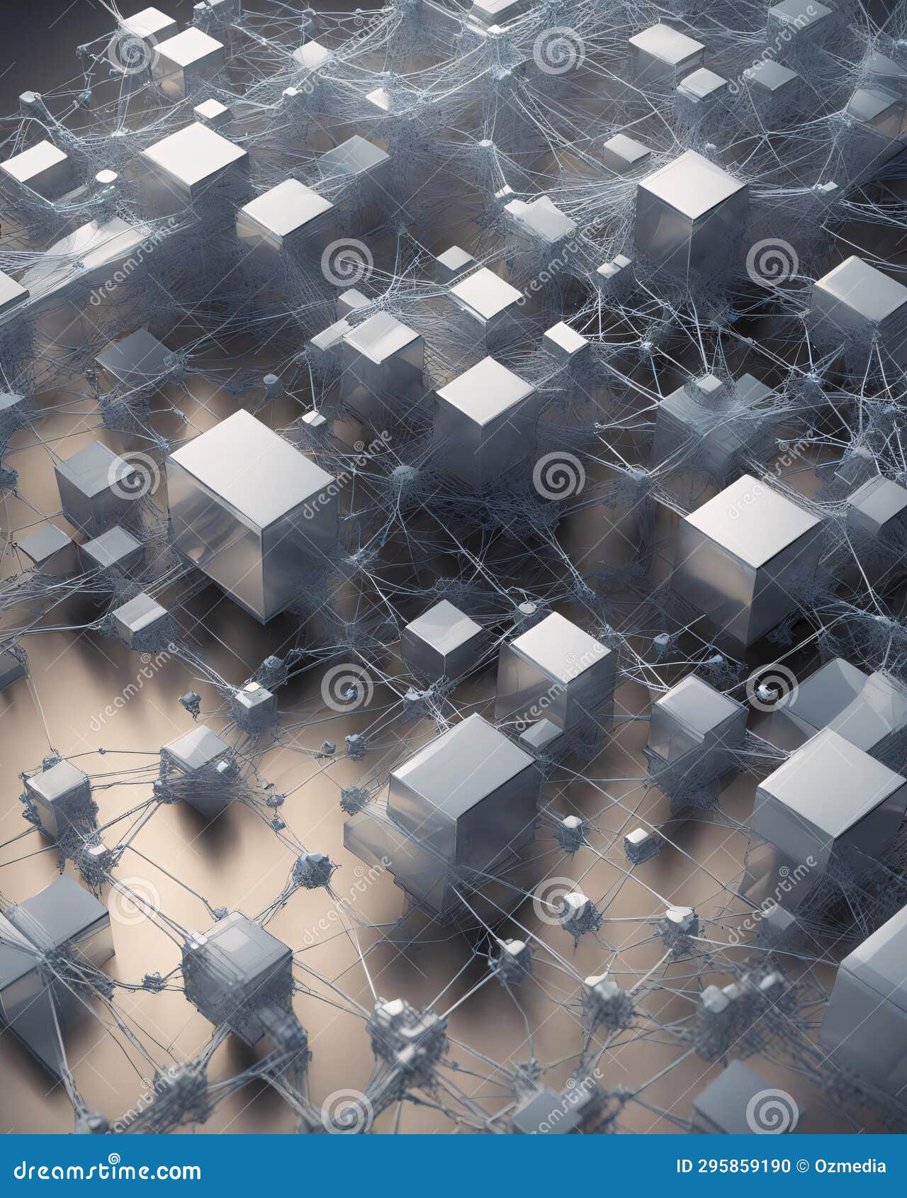 3d Abstract Blockchain Network Concept Stock Illustration