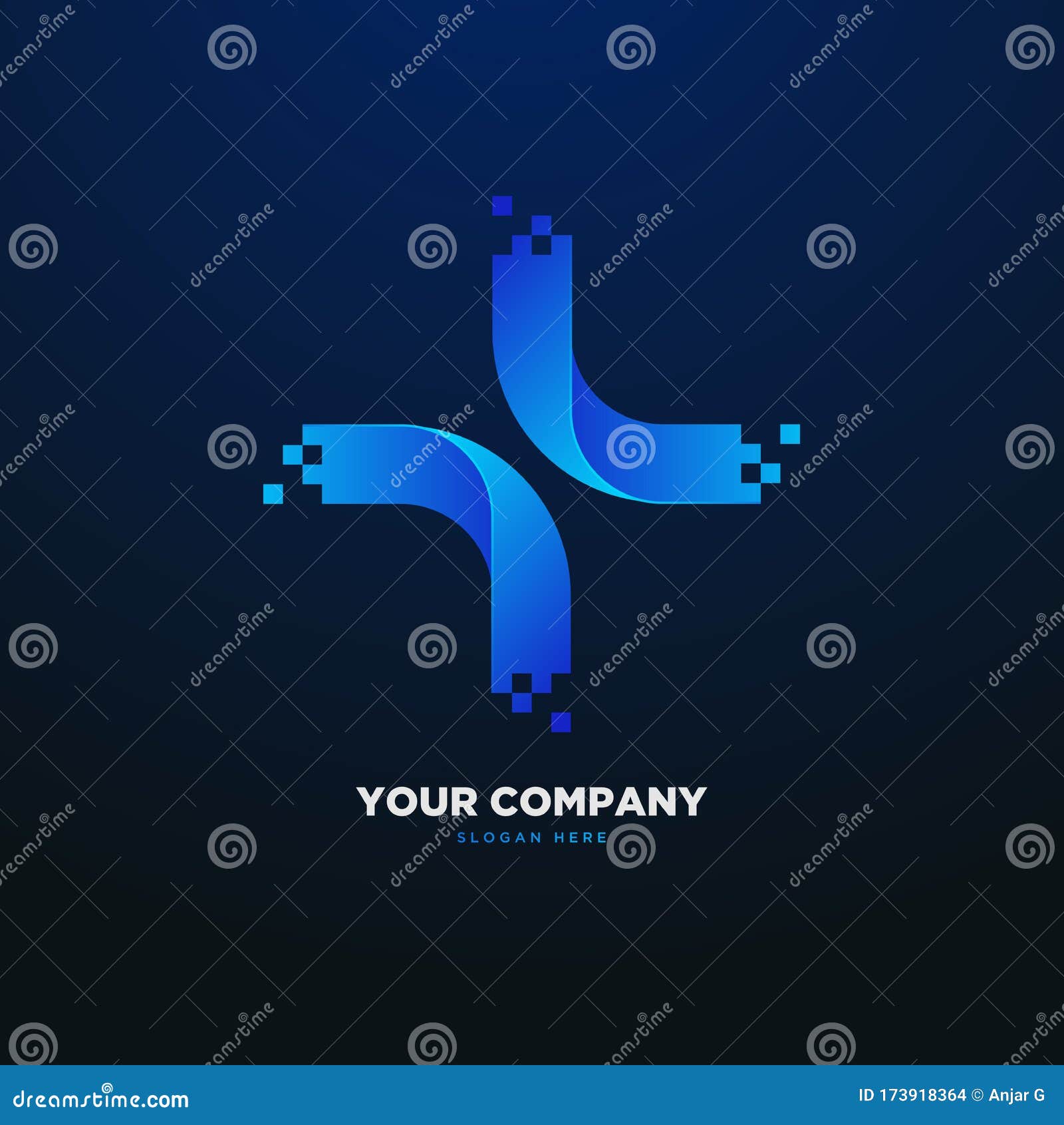 3d Abstract Blue Gradient Cross Logo Template Stock Vector ...