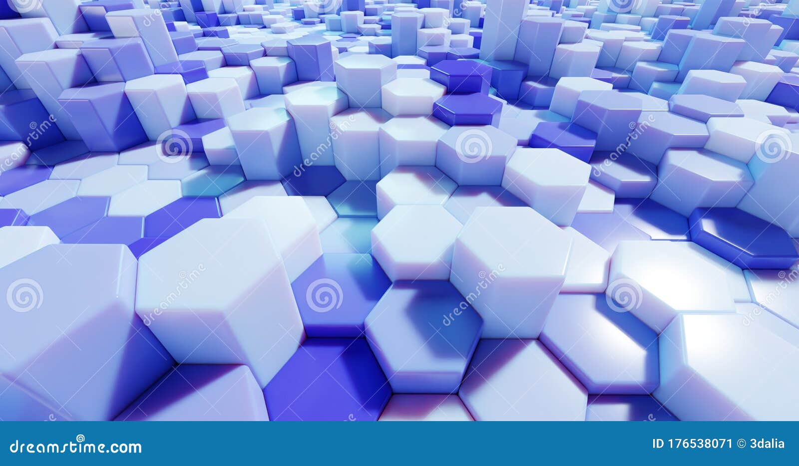 3d Abstract Blue Plastic Hexagon Block Environment Stock Illustration ...