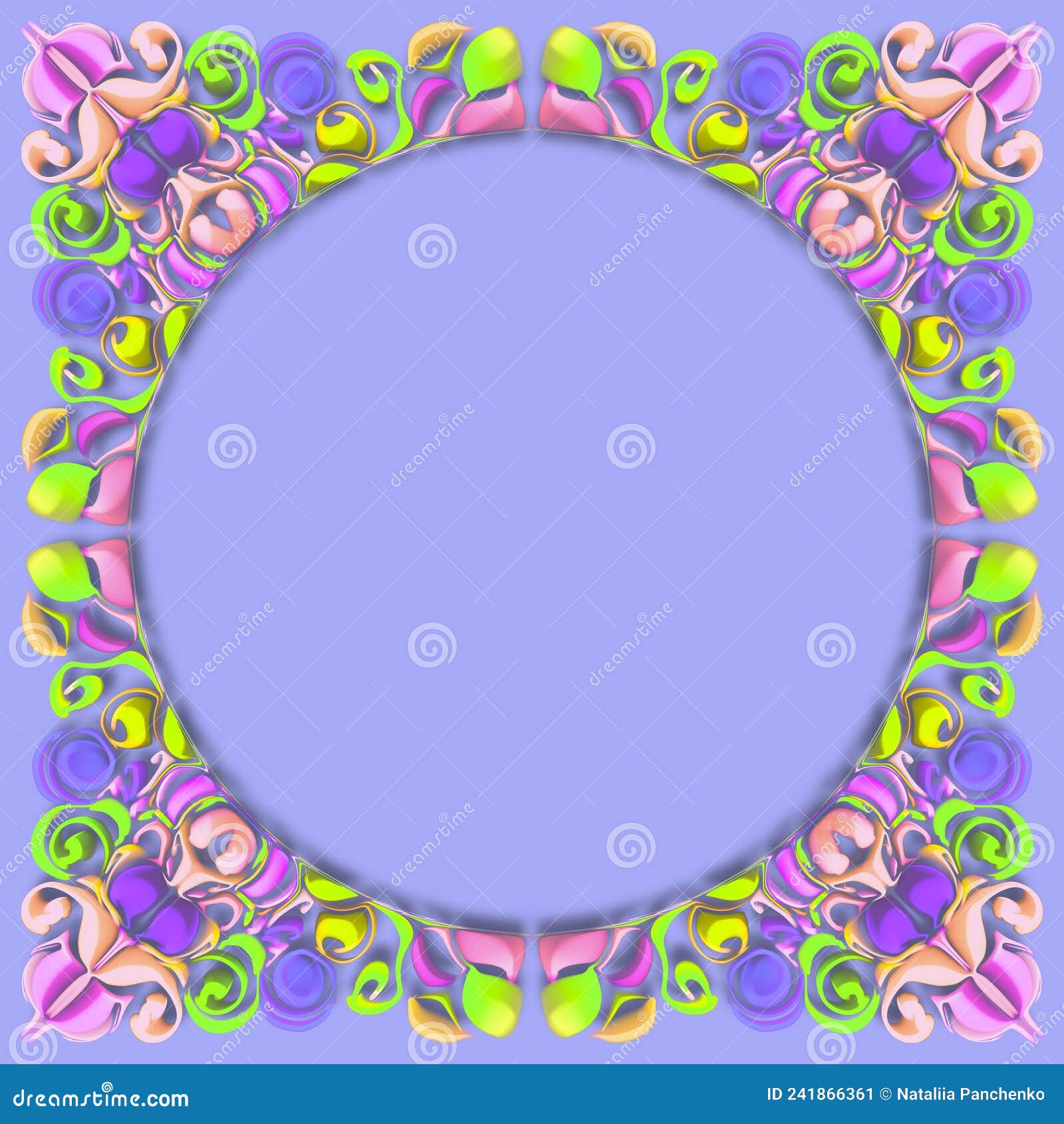 3D Abstract Border,vegetal Pattern,lilac Background,pastel Colors,copy ...