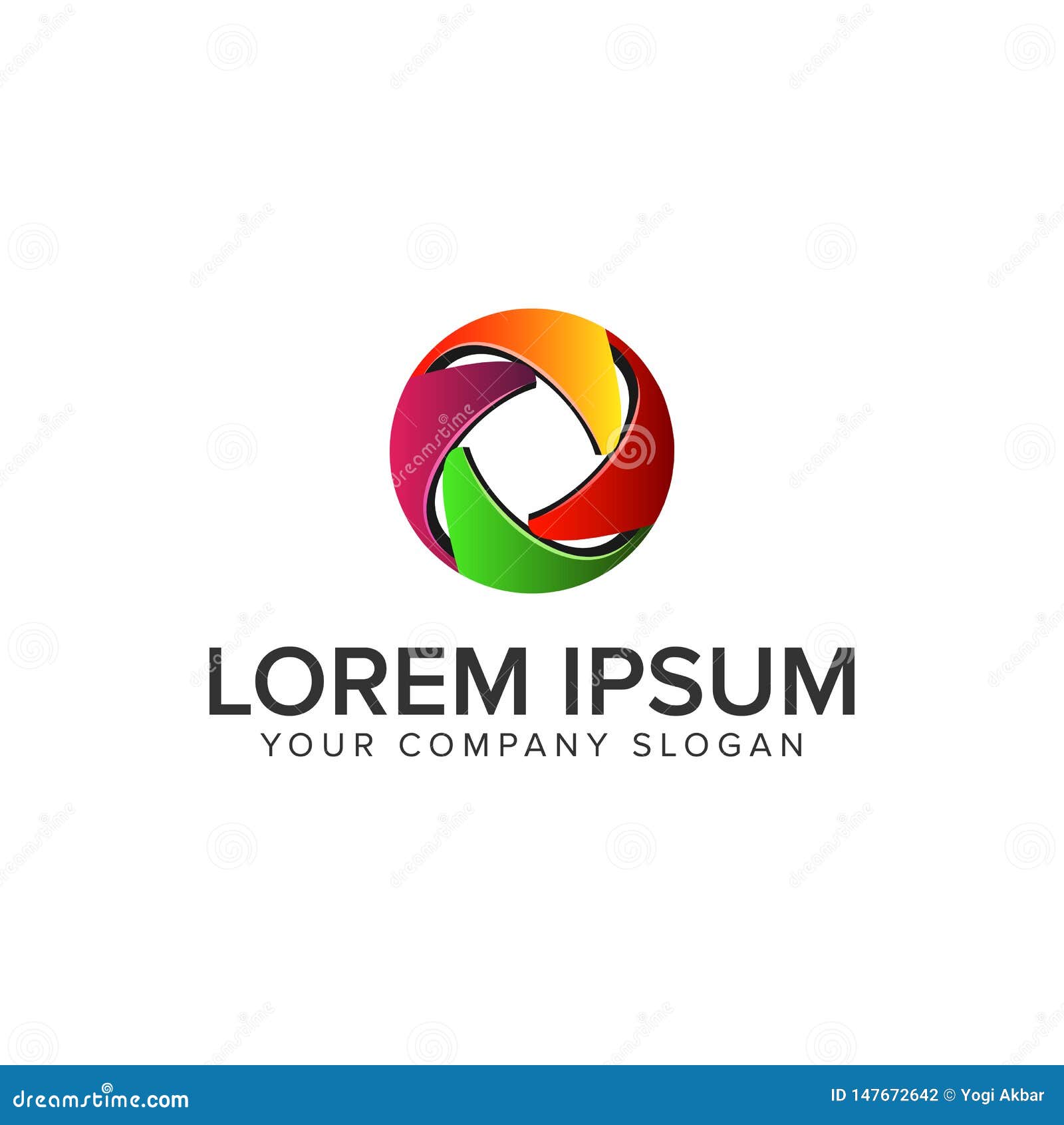 3d Abstract Circle Colorful Logo Design Concept Template. Fully ...