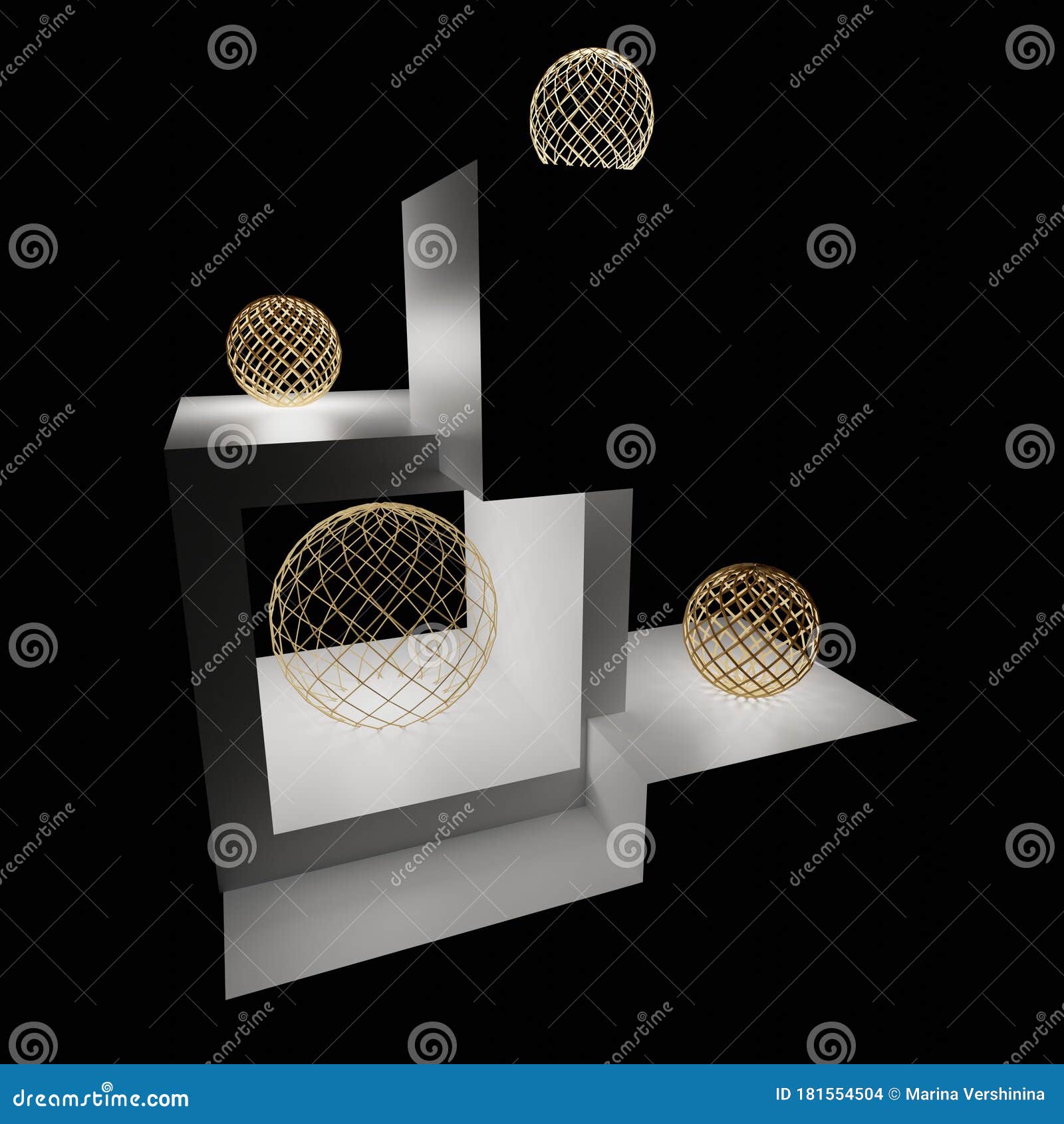 3d Abstract Composition with Cubes and Cycles (spheres) Stock ...