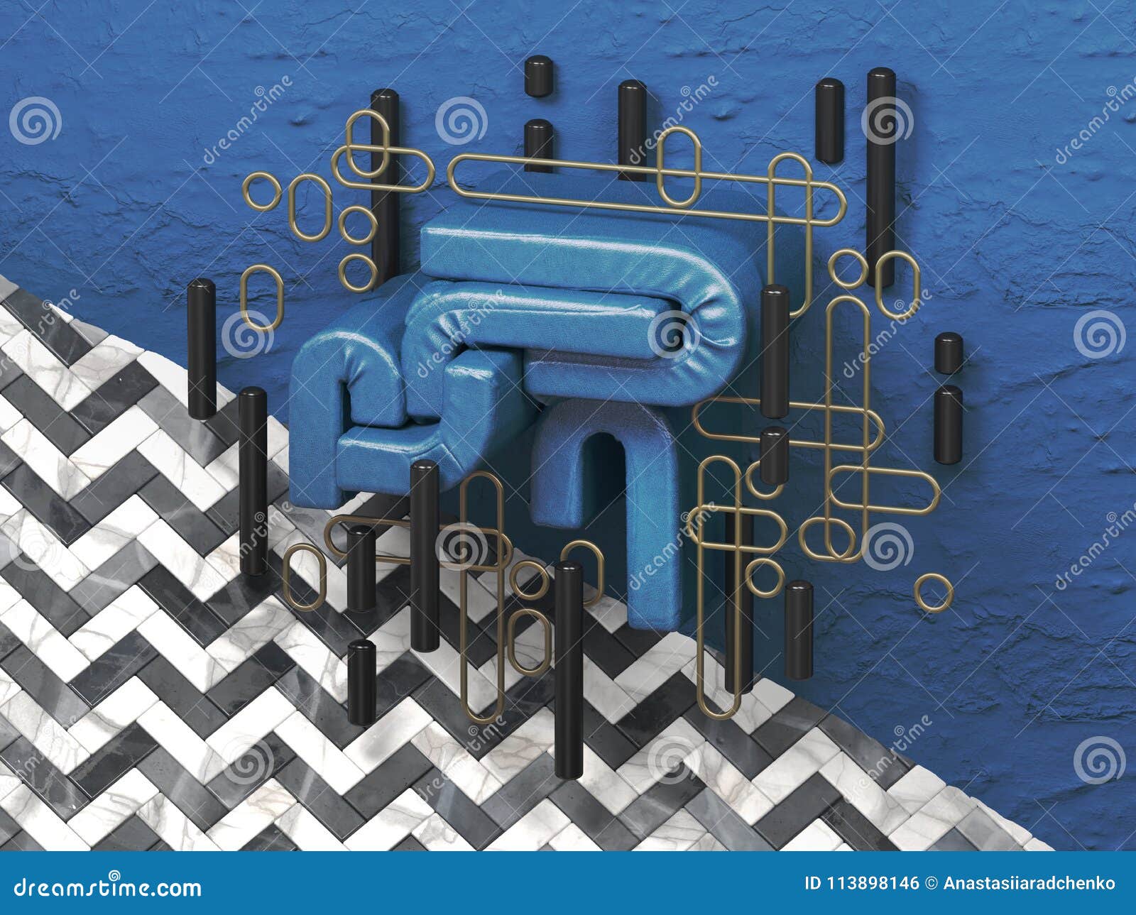 3d Abstract Composition with Geometric Forms Stock Illustration ...