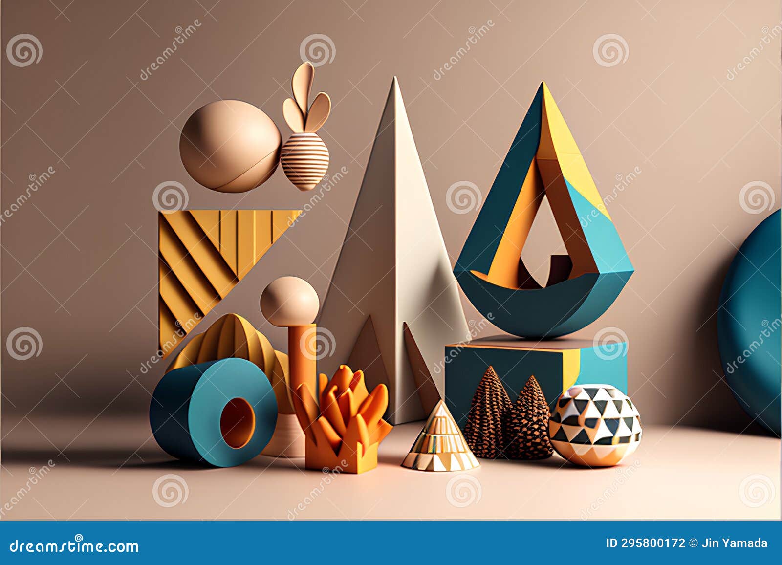 3d Abstract Composition with Geometric Shapes. 3d Render Illustration ...