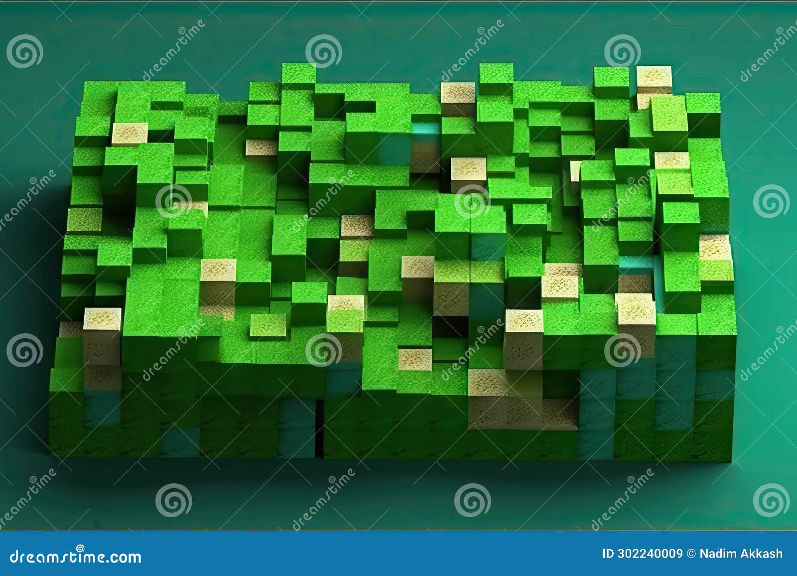3D Abstract Cubes Video Game Geometric Mosaic Waves Pattern ...