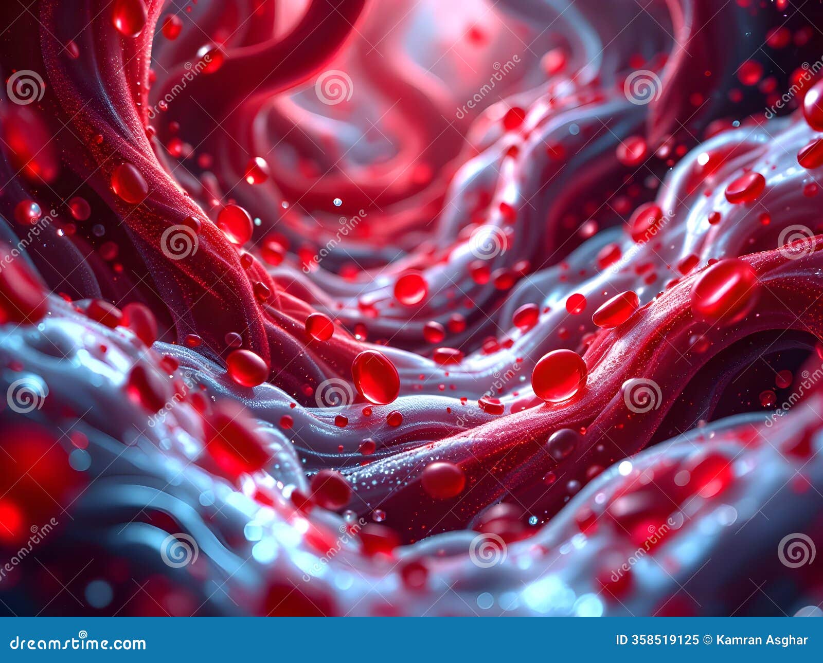 A 3D Abstract Design with Dynamic Flow of Red Blood Cells, Platelets ...