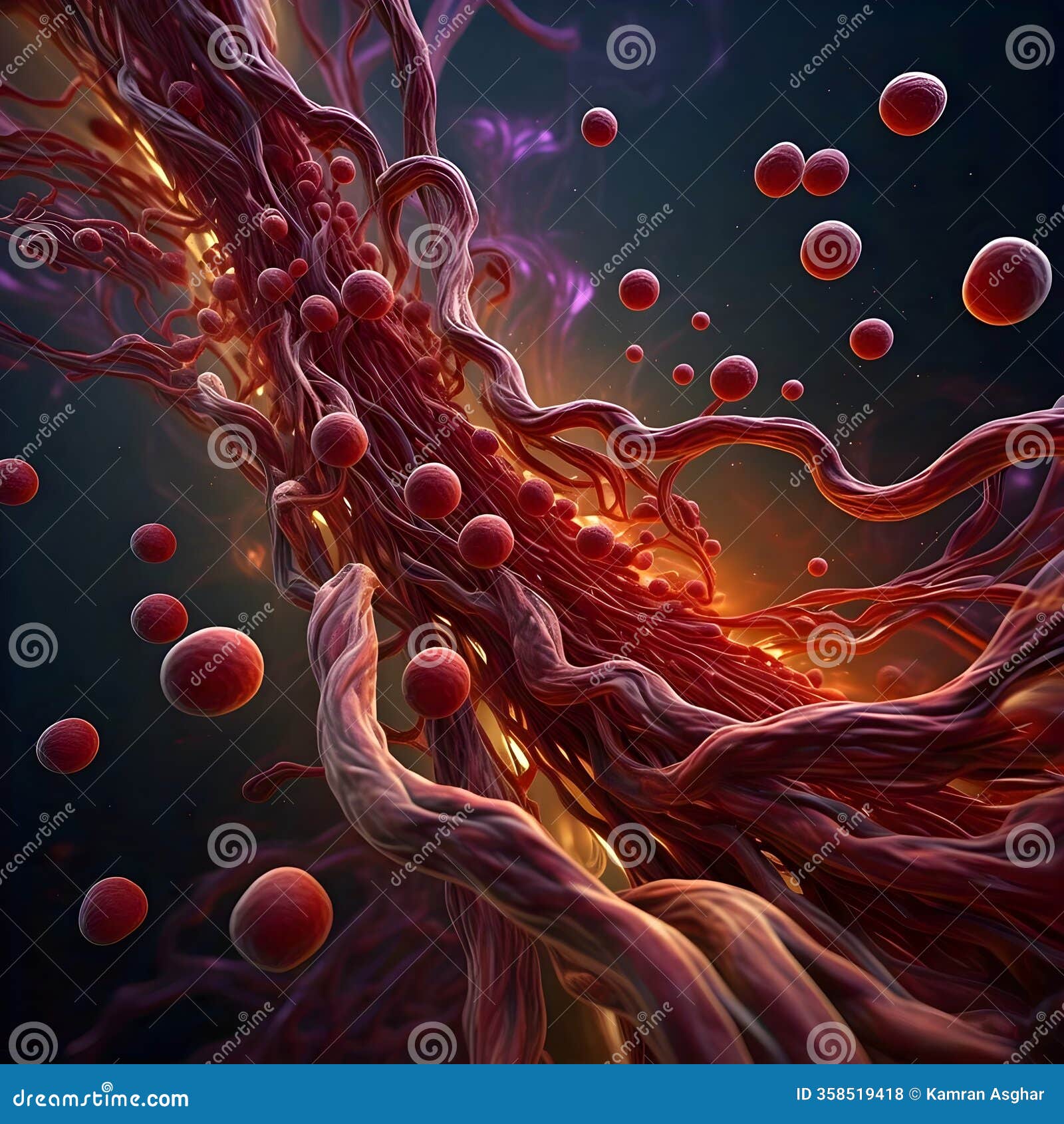 A 3D Abstract Design with Dynamic Flow of Red Blood Cells, Platelets ...