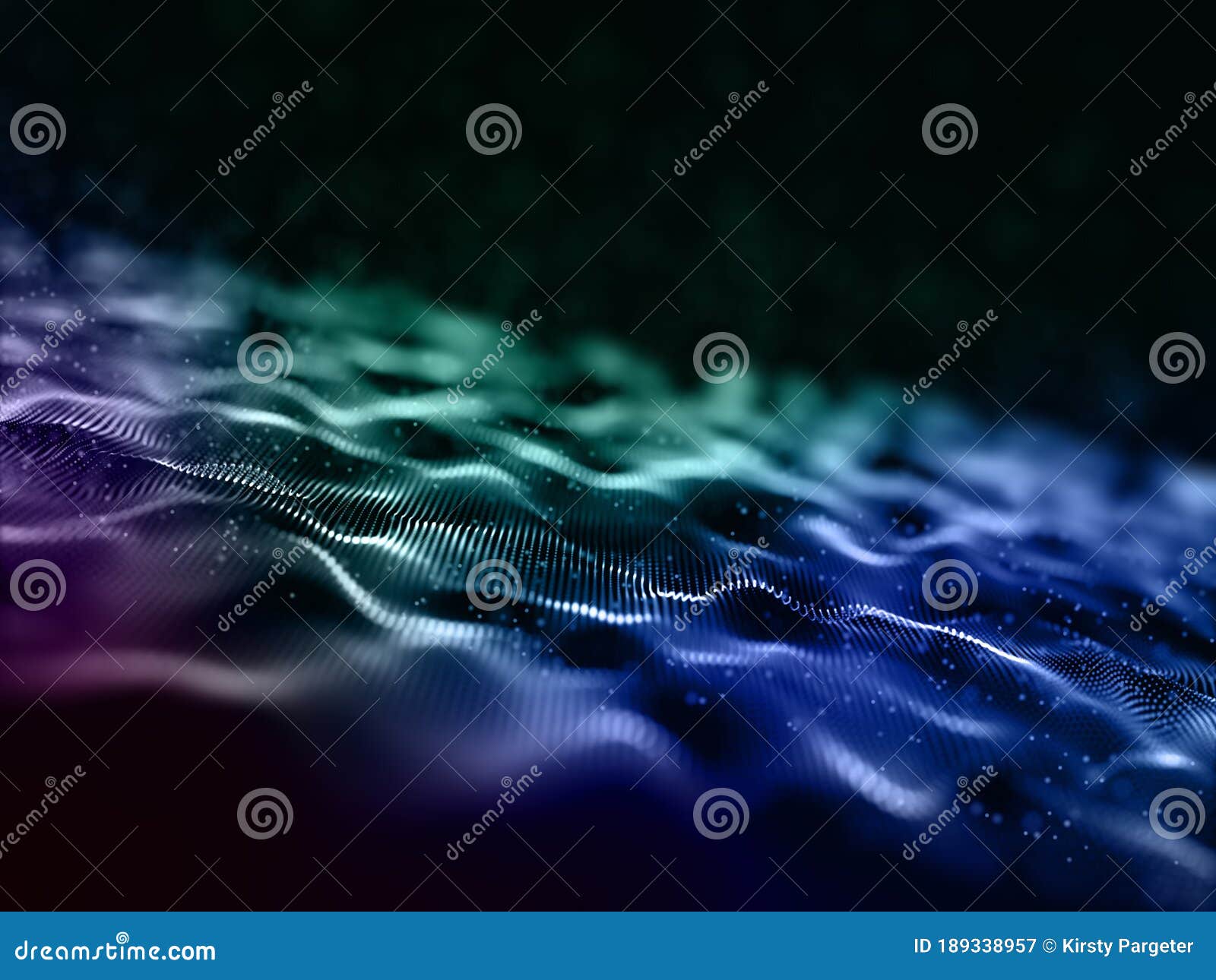 3D Abstract Digital Particle Waves Design Background Stock Illustration ...