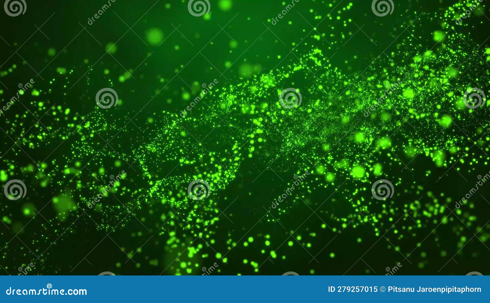 3D Abstract Digital Technology Animated Green Light Particles on Green ...
