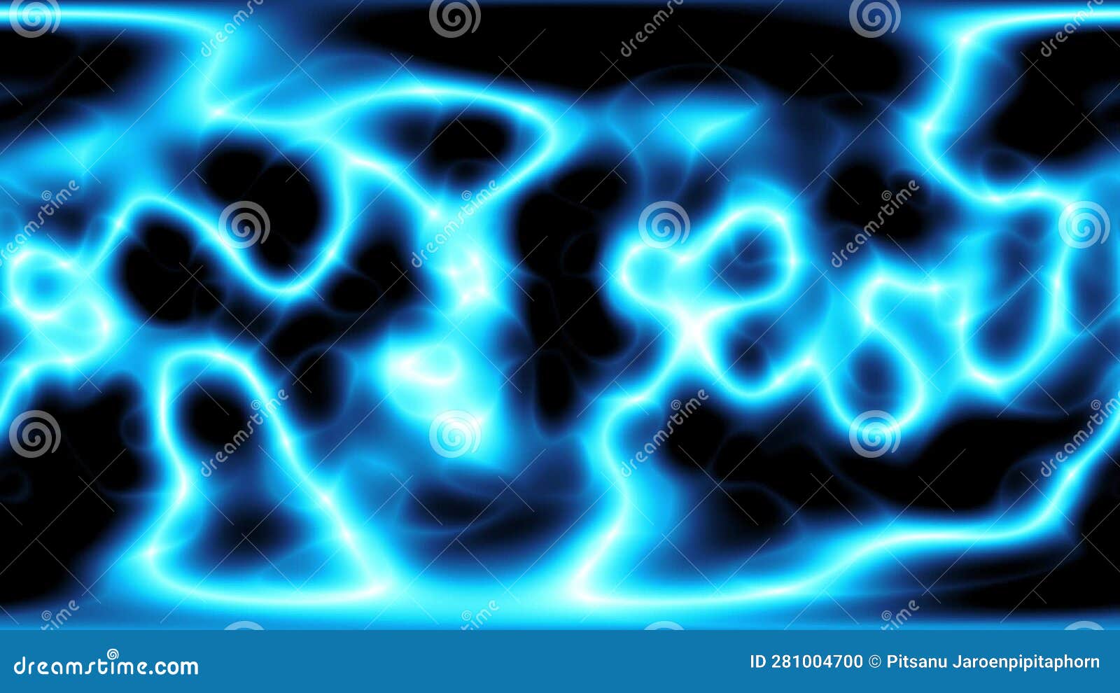 3D Abstract Digital Technology Animated Neon Blue Light on Black ...