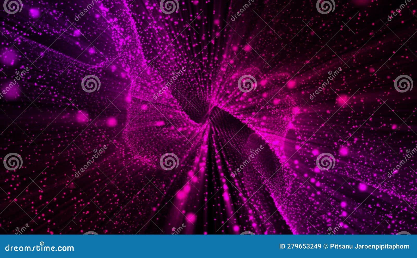 3D Abstract Digital Technology Animated Pink Light Particles on Black ...