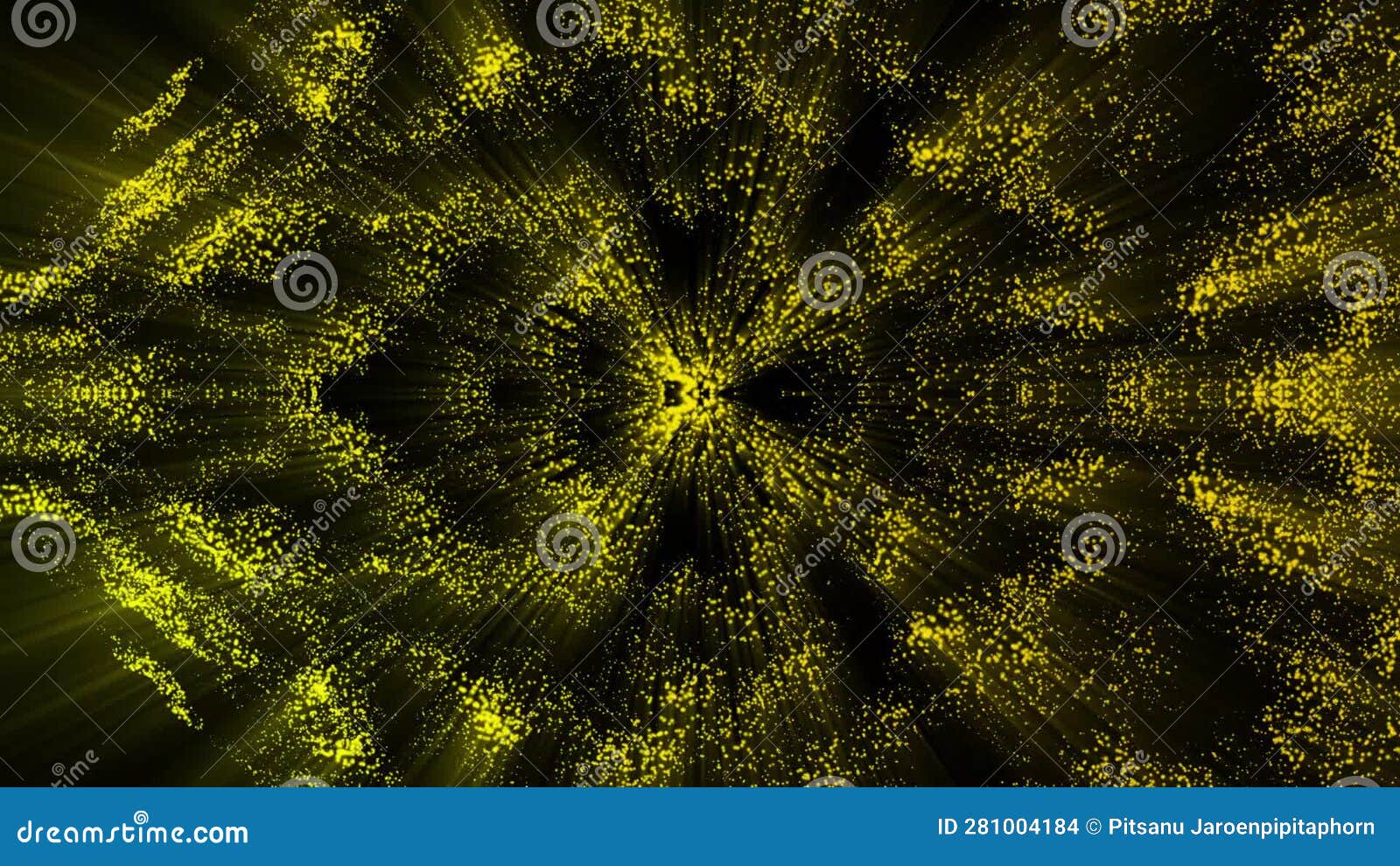 3D Abstract Digital Technology Animated Yellow Light Particles on Black ...