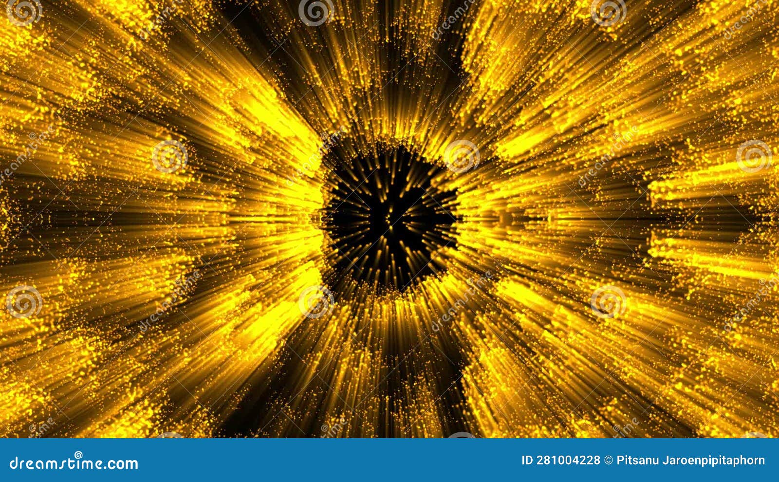 3D Abstract Digital Technology Animated Yellow Light Particles on Black ...