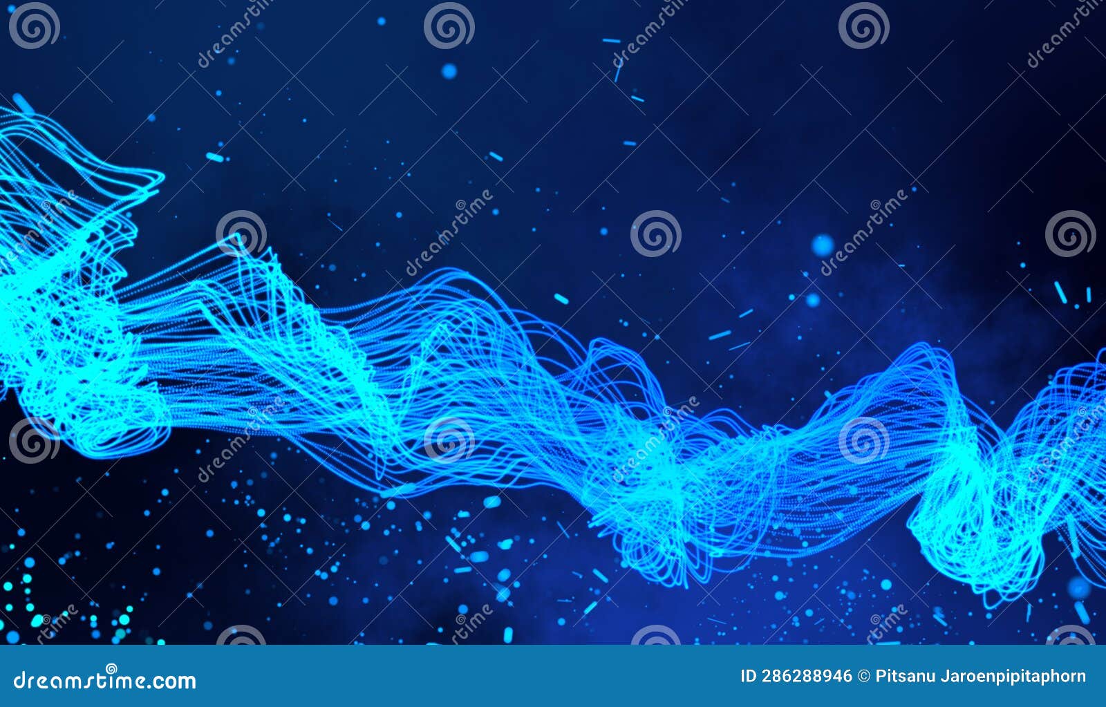 3D Abstract Digital Technology Blue Light on Blue Gradient Background ...