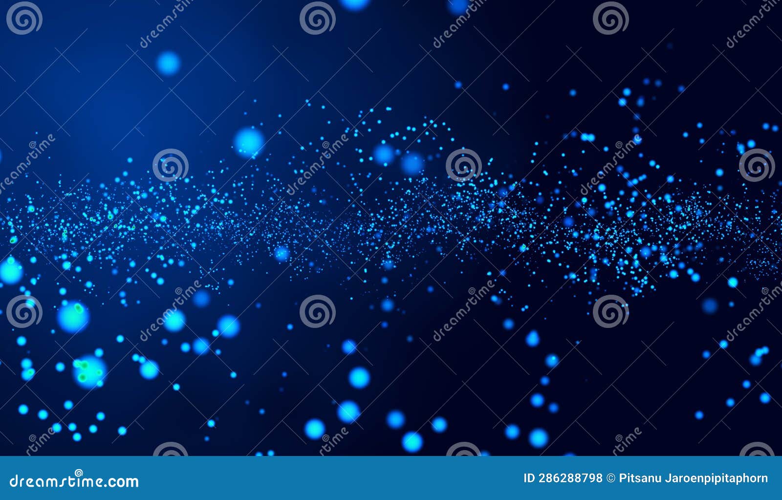 3D Abstract Digital Technology Blue Light Particles on Blue Background ...