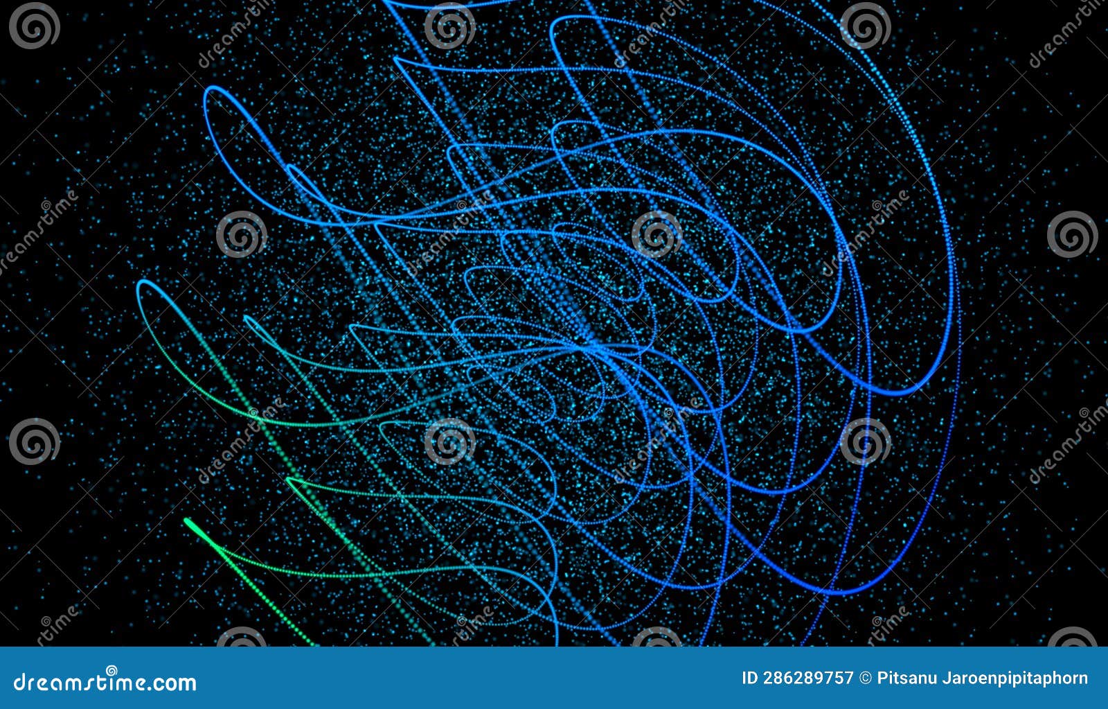 3D Abstract Digital Technology Blue Light Particles Network Wave on ...
