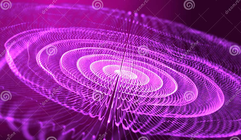 3D Abstract Digital Technology Pink Light Particles Network on Pink ...