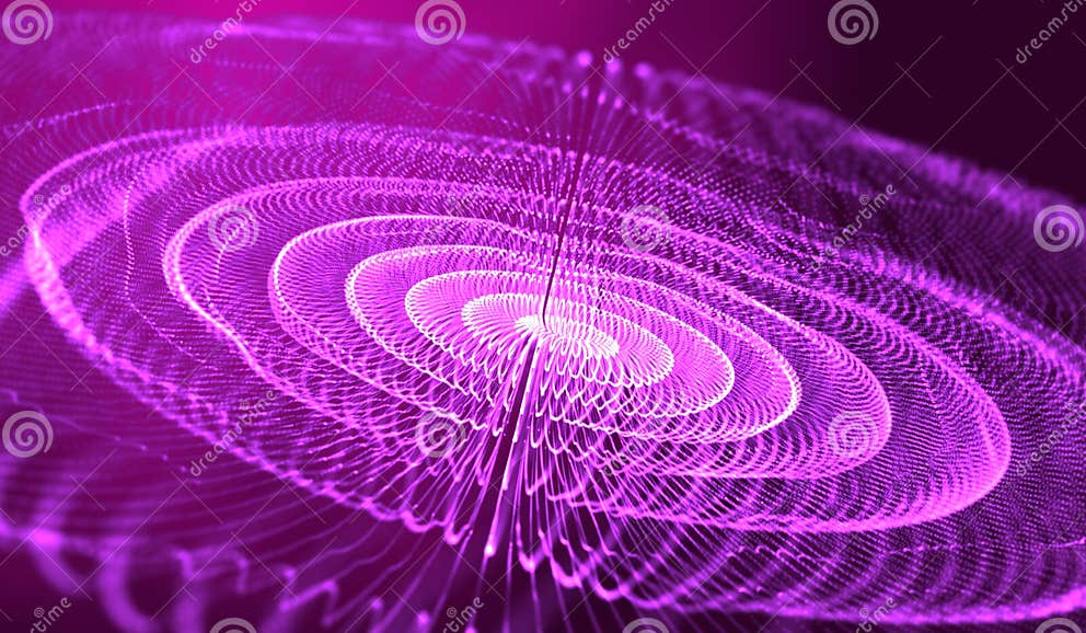 3D Abstract Digital Technology Pink Light Particles Network on Pink ...