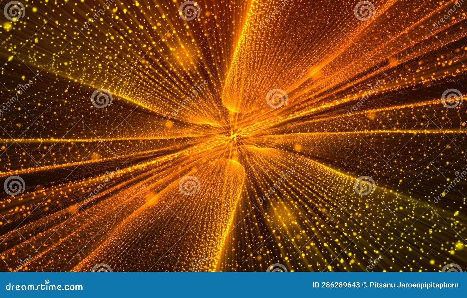 3D Abstract Digital Technology Yellow-orange Particles Network on Red ...