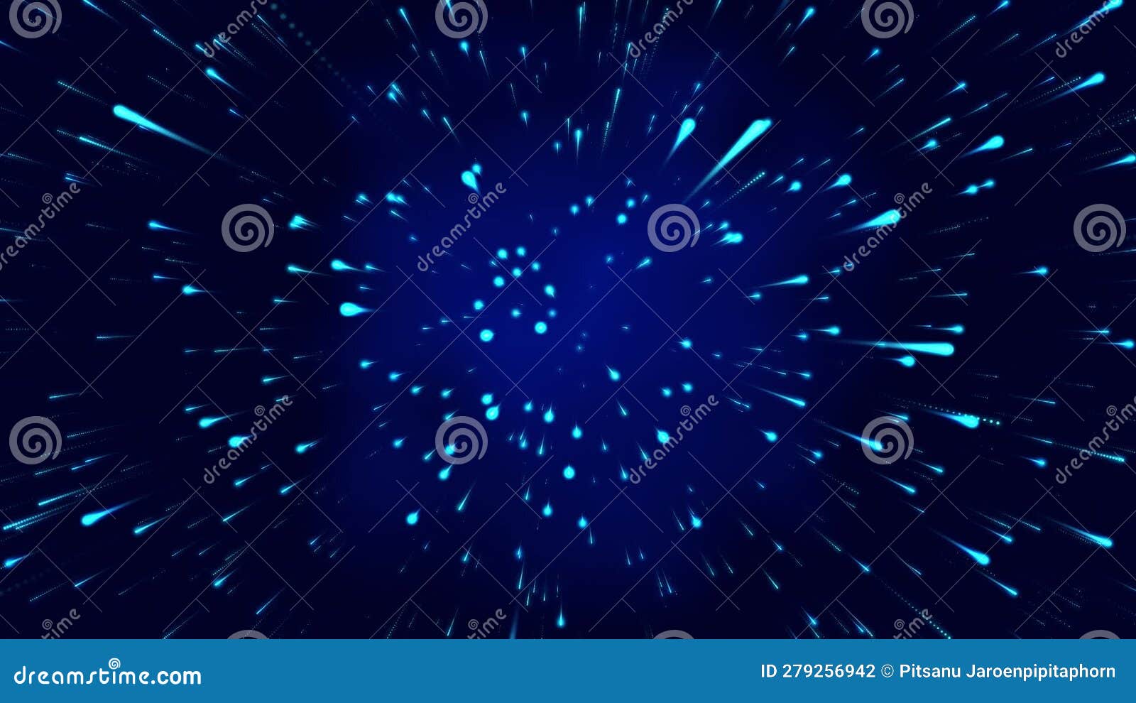 3D Abstract Digital Technology Zoom Animated Blue Light Particles on ...