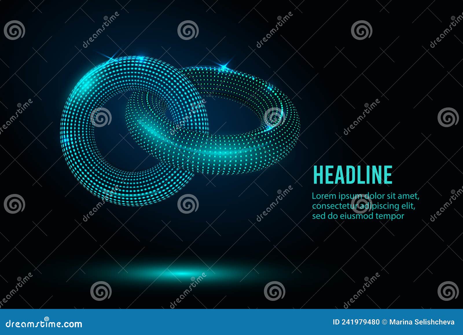 3d Abstract, Digital Torus Consisting of Glowing Molecular Particles. Stock Vector ...