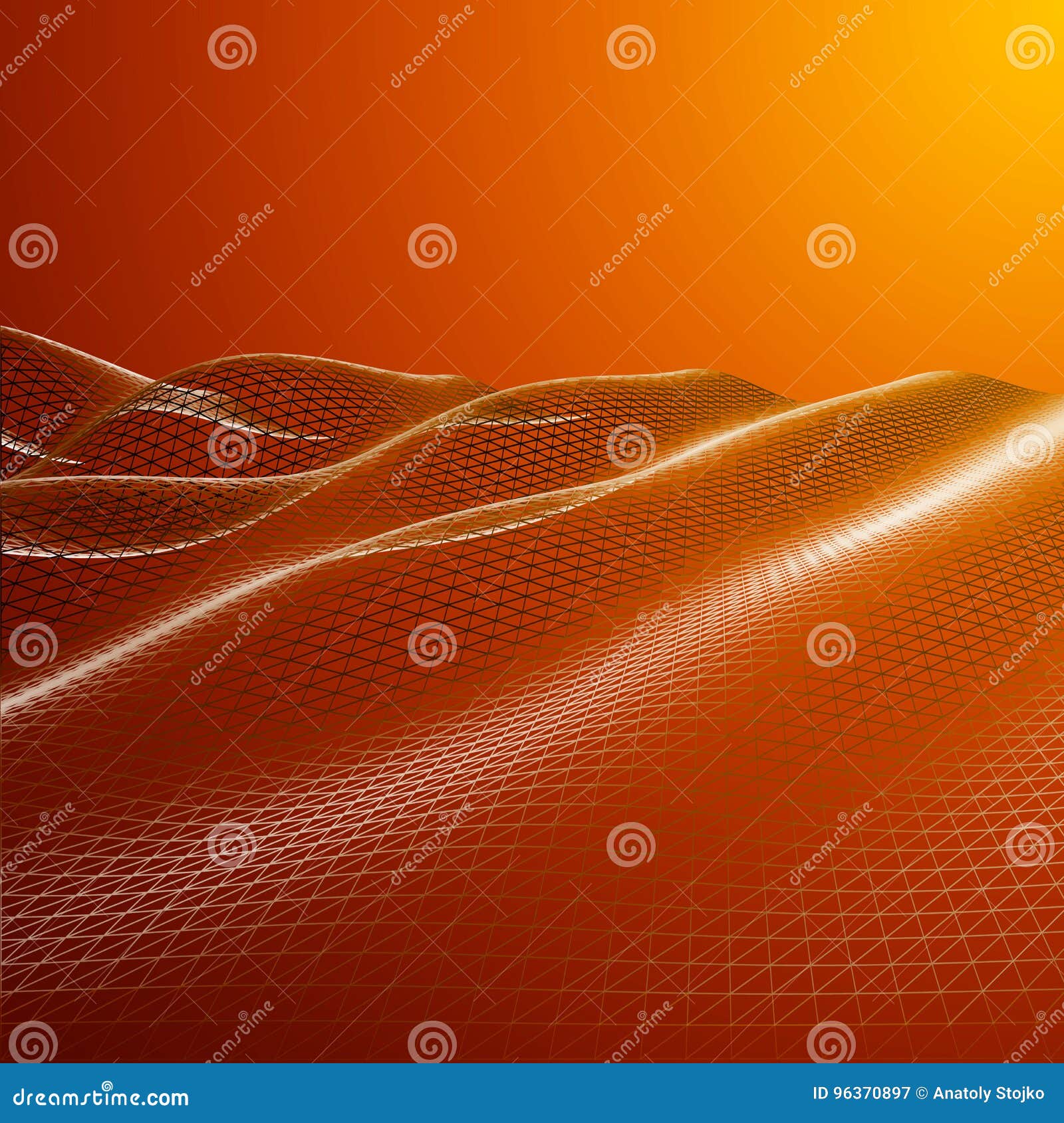 3D Abstract Digital Triangular Golden Mesh. Futuristic Vector C Stock ...