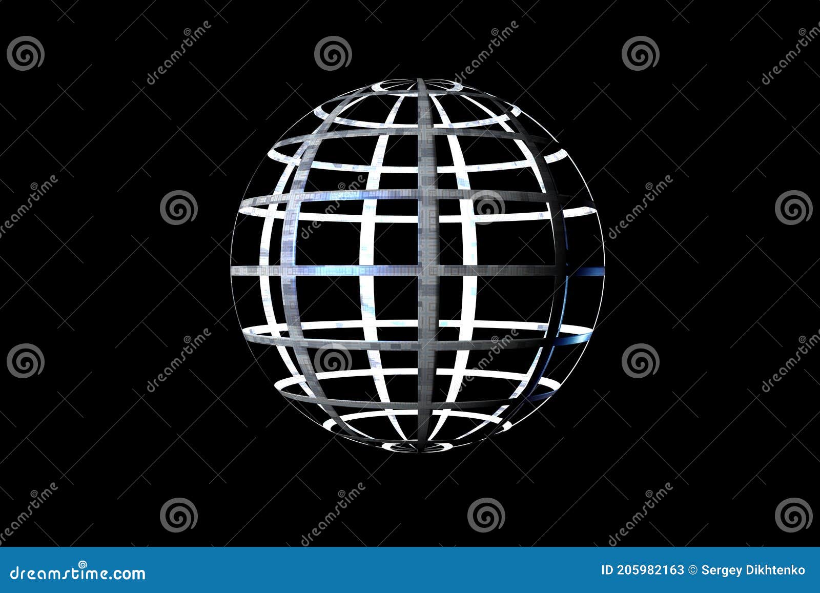 3d Abstract Figure Sphere Metal Gride Texture Stock Illustration ...