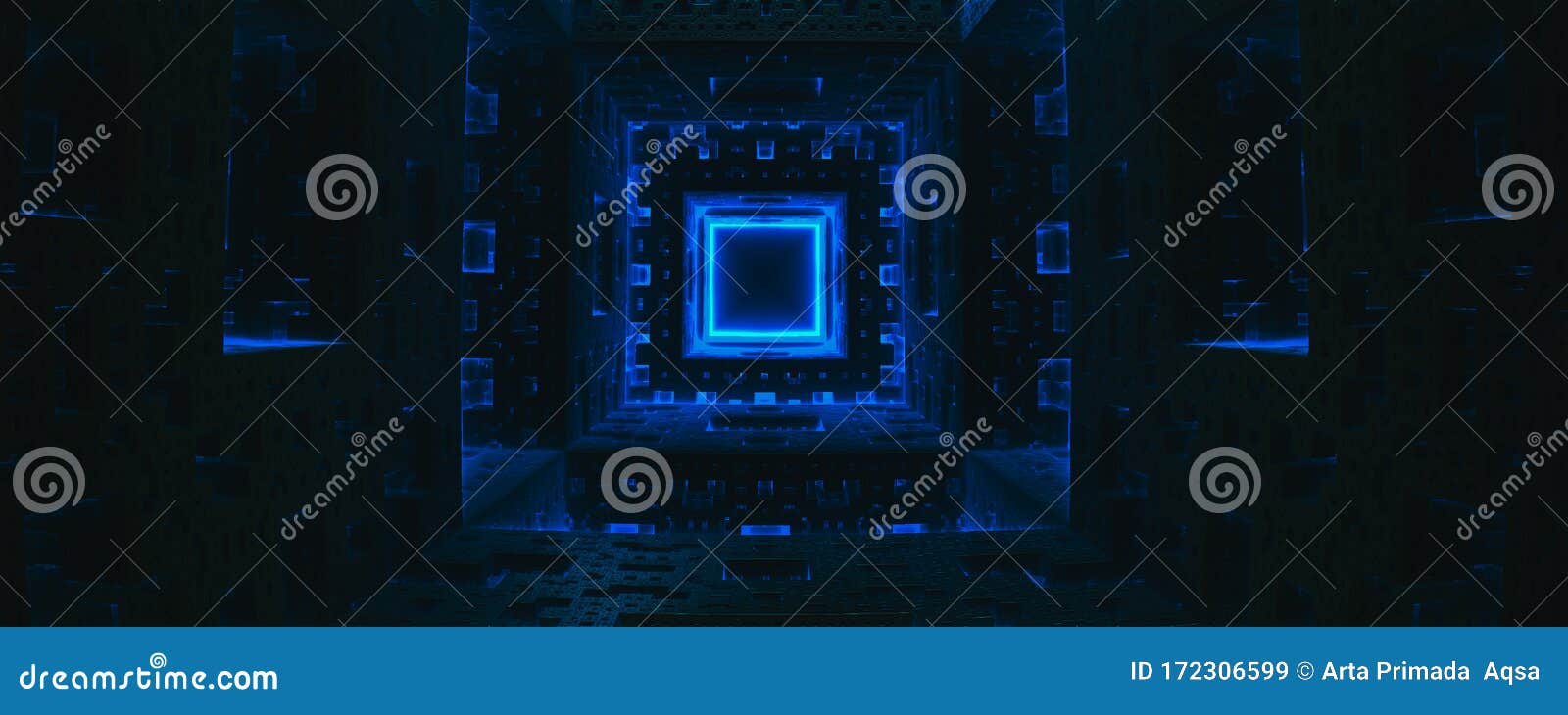3d Abstract Futuristic Blue Processing Unit Background Stock Image ...