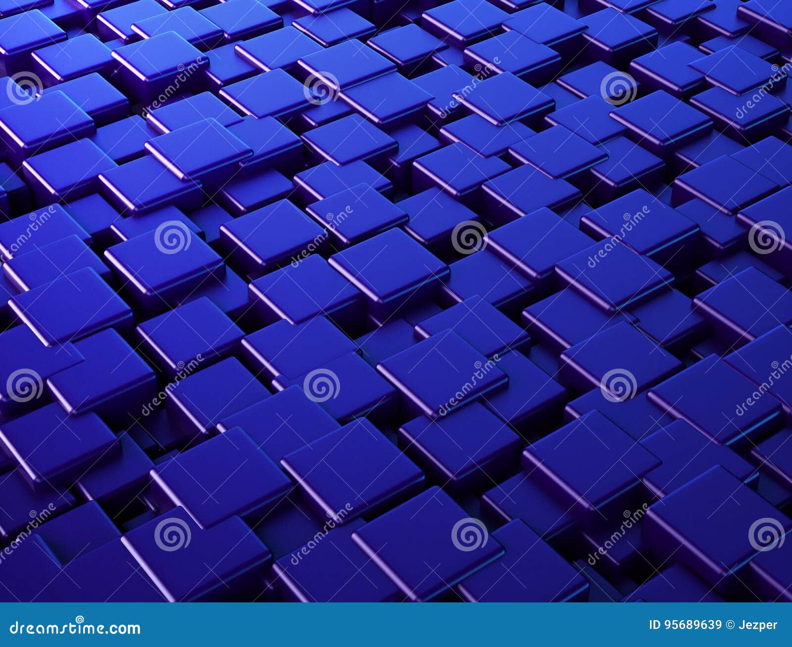 3D Abstract Geometric Blue Cubes Stock Illustration - Illustration of ...