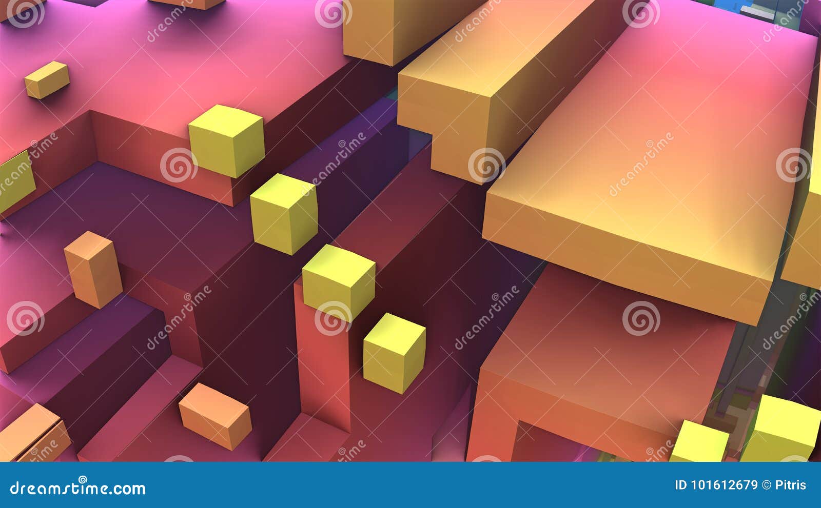 3D Abstract Geometric Colorful Cubes and Rectangles Stock Illustration ...