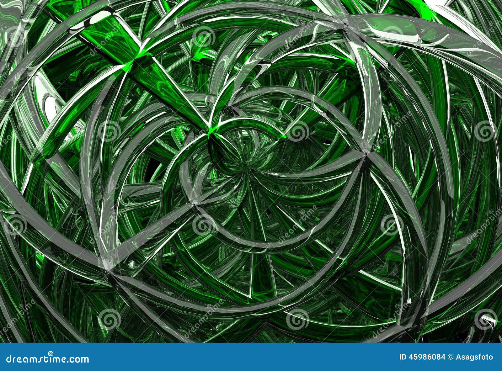 3D Abstract Geometric Glass Spirals Stock Illustration - Illustration ...