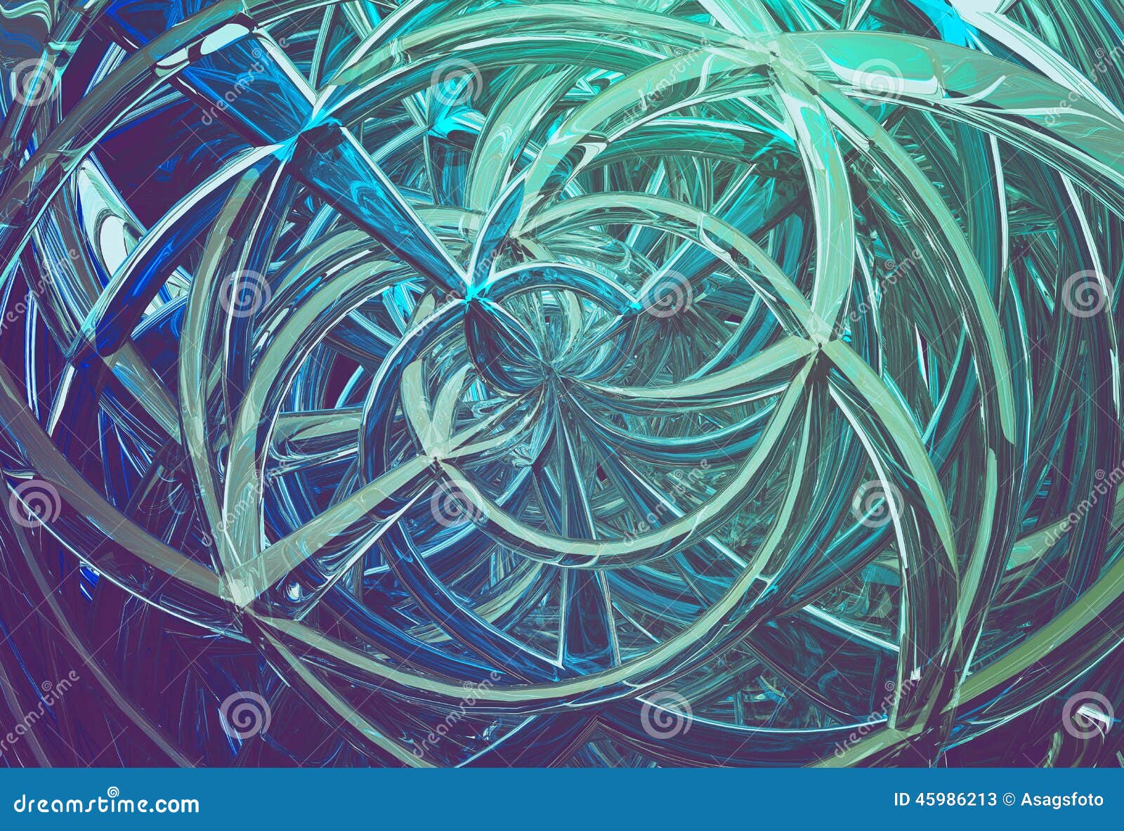 3D Abstract Geometric Glass Spirals Stock Illustration - Illustration ...