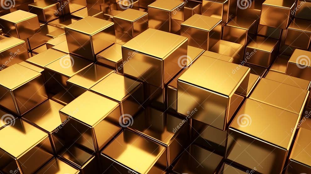 3d Abstract Geometric Gold Blocks Background. Generative Ai Stock Photo ...