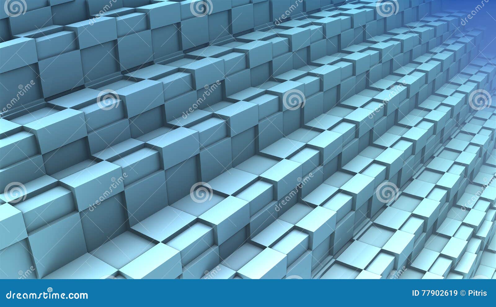 3D Abstract Geometric Shape from Blue Cubes Stock Illustration ...