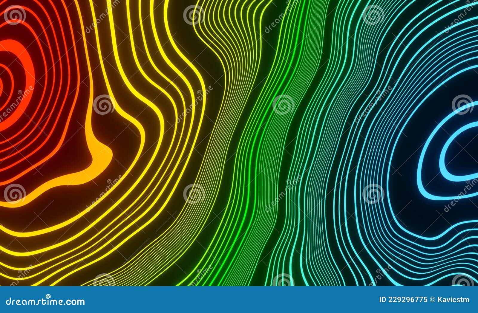 3D Abstract Gradient Topographic Contour Lines Stock Illustration ...