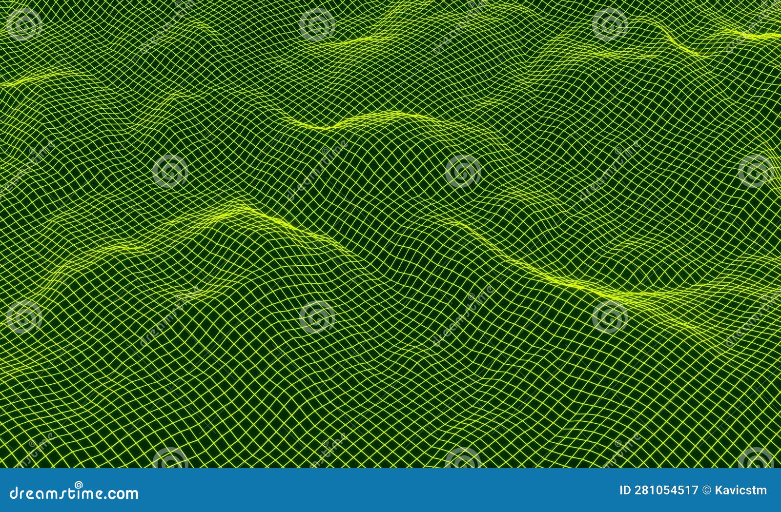 3D Abstract Grid Neon Topography. Gradient Green Mesh Terrain Stock ...