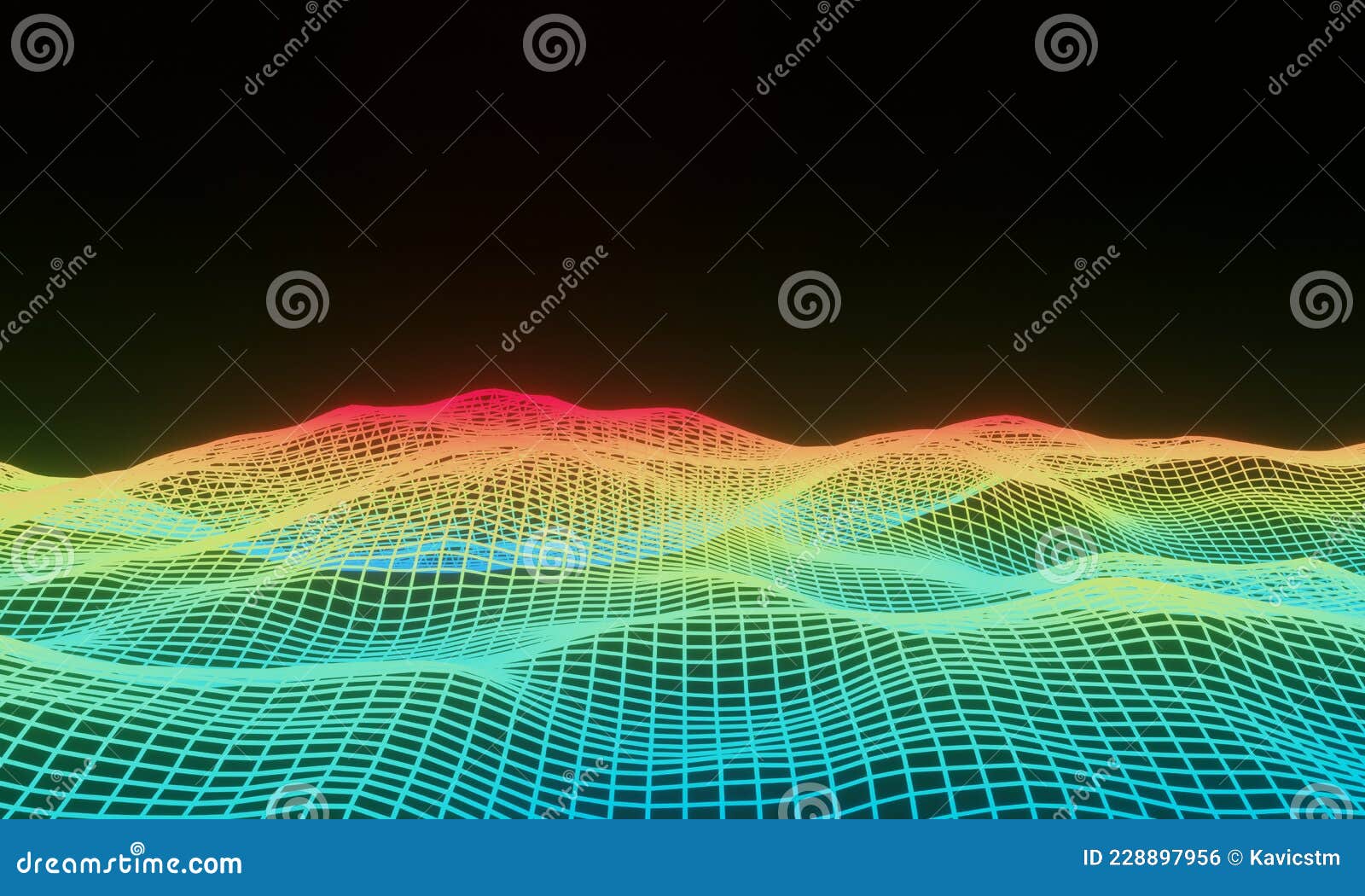 3D Abstract Grid Topography. Gradient Mesh Terrain Stock Illustration ...