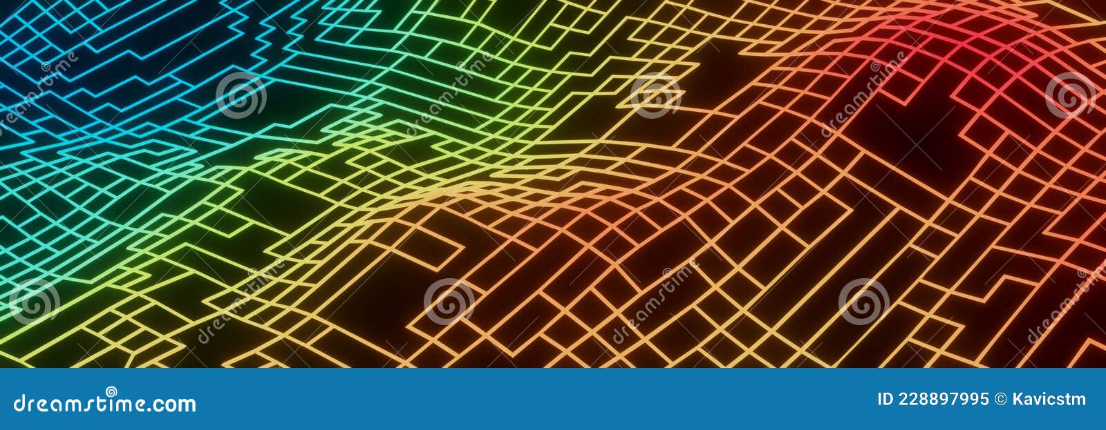 3D Abstract Grid Topography. Gradient Mesh Terrain Stock Illustration ...