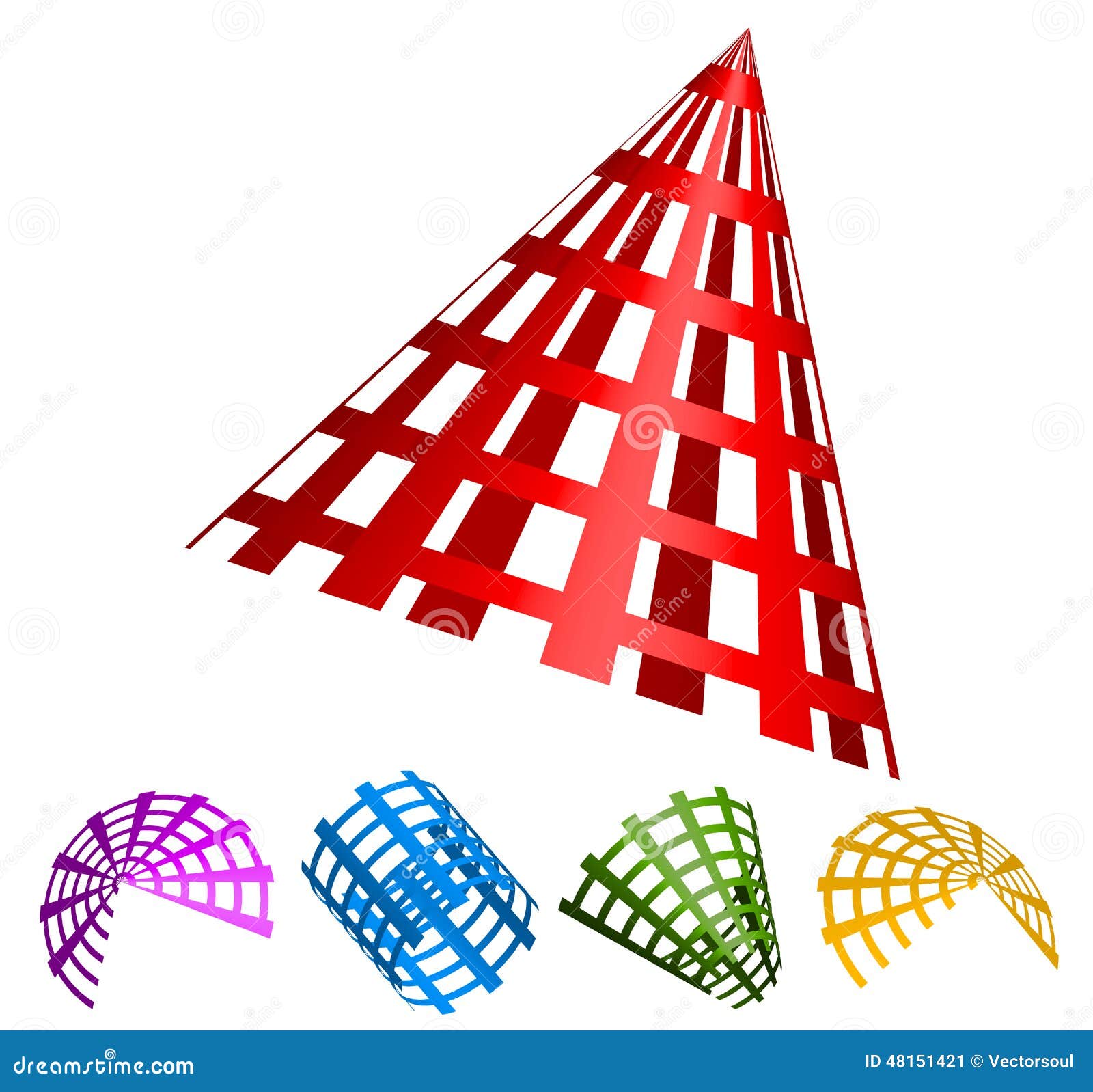 3d Abstract Gridded Shapes. Stock Vector - Illustration of plane ...
