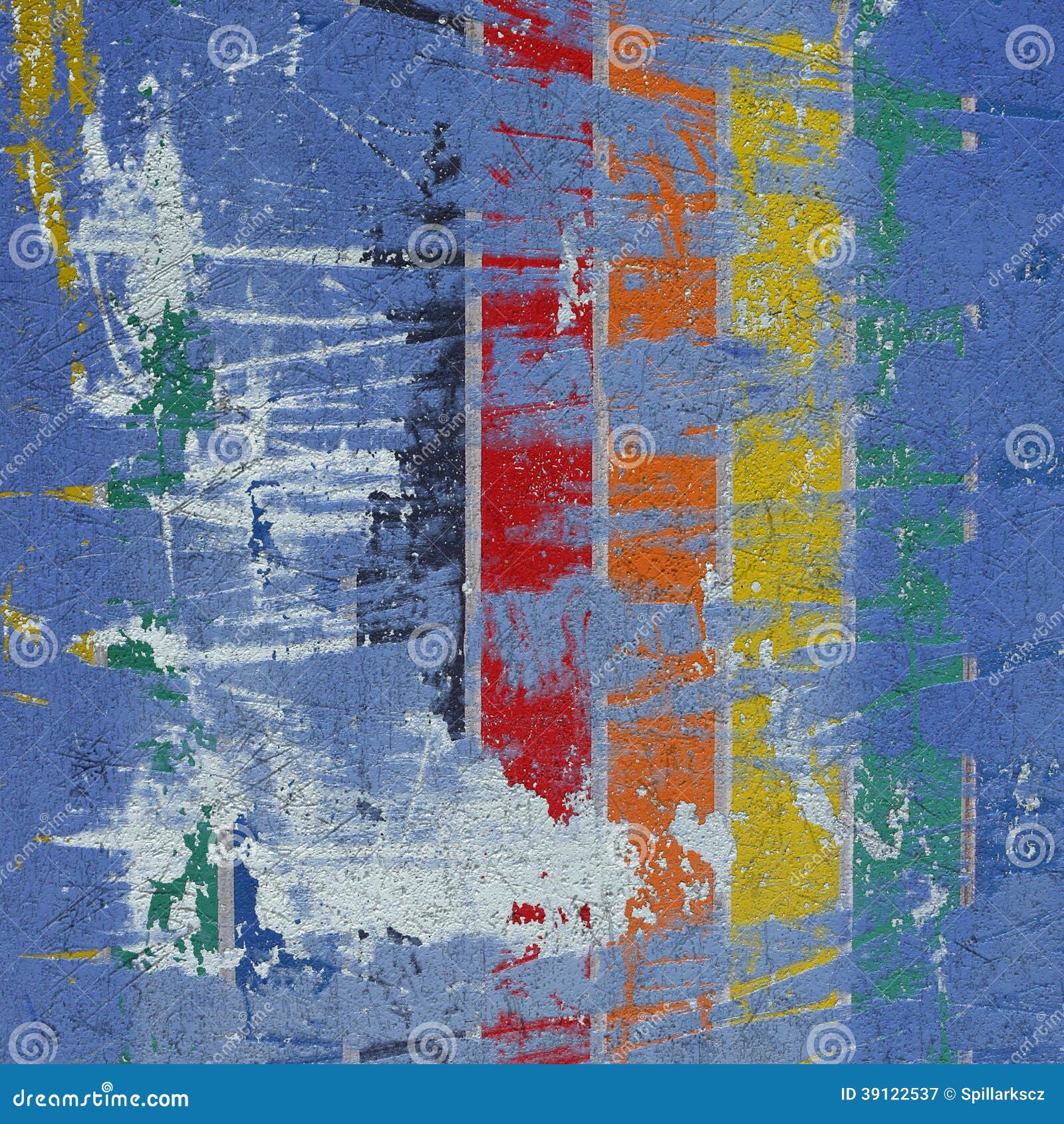 3d Abstract Grunge Blue Damaged Layered Wall Stock Illustration ...