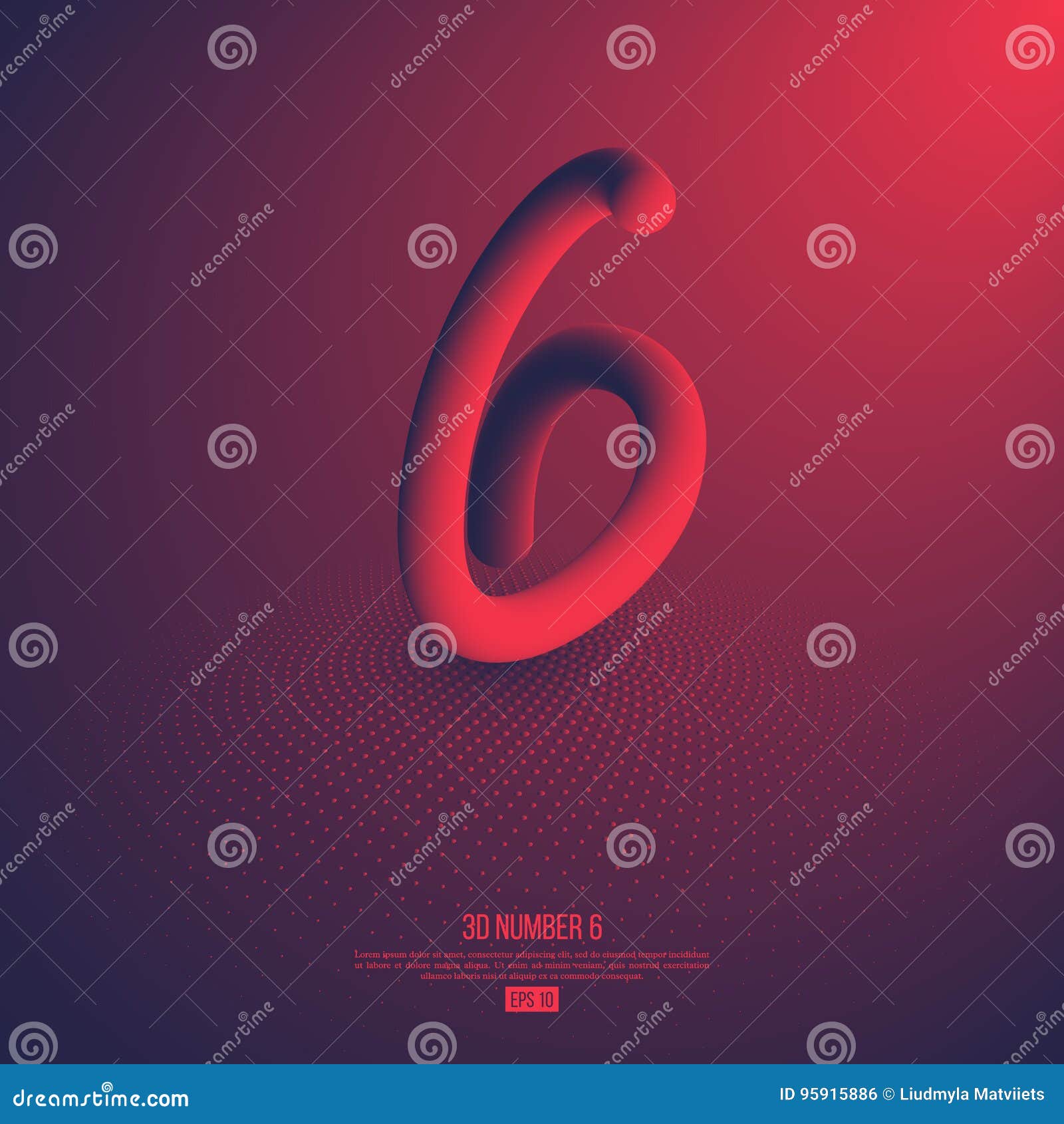 3d Abstract Hand Drawn Number 6. Stock Vector - Illustration of line ...