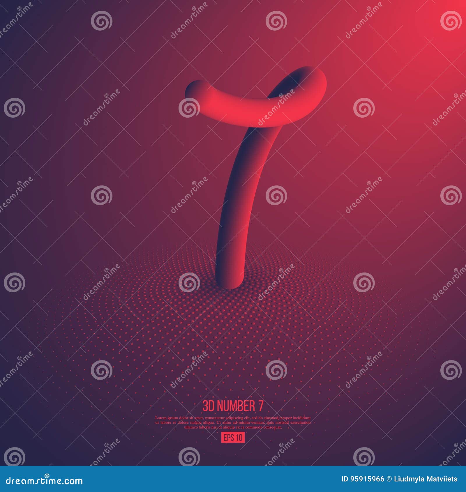 3d Abstract Hand Drawn Number 7. Stock Vector - Illustration of number ...