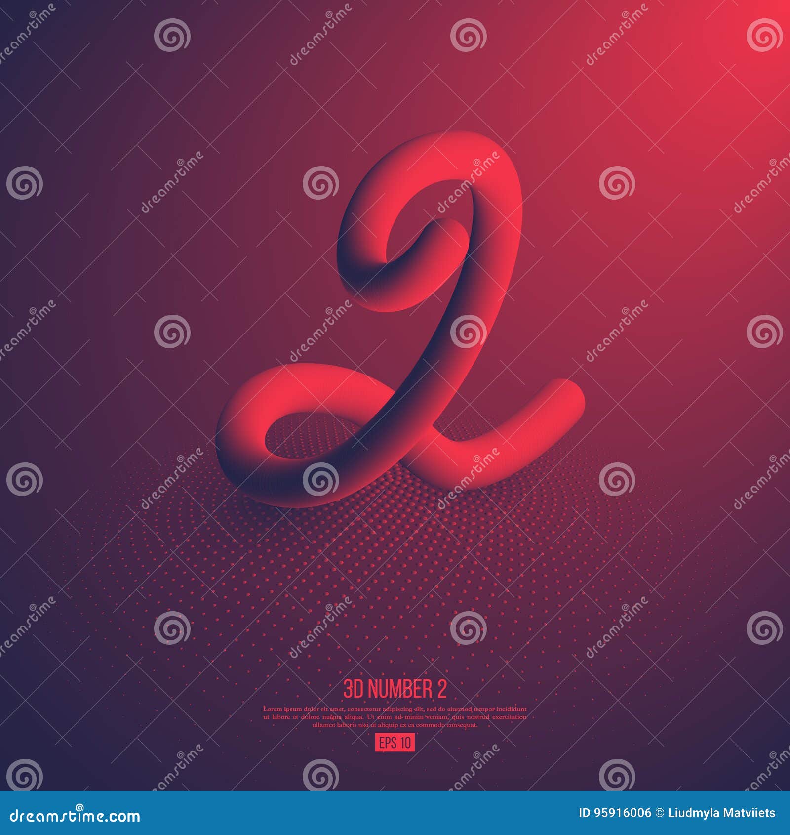 3d Abstract Hand Drawn Number 2. Stock Vector - Illustration of ...