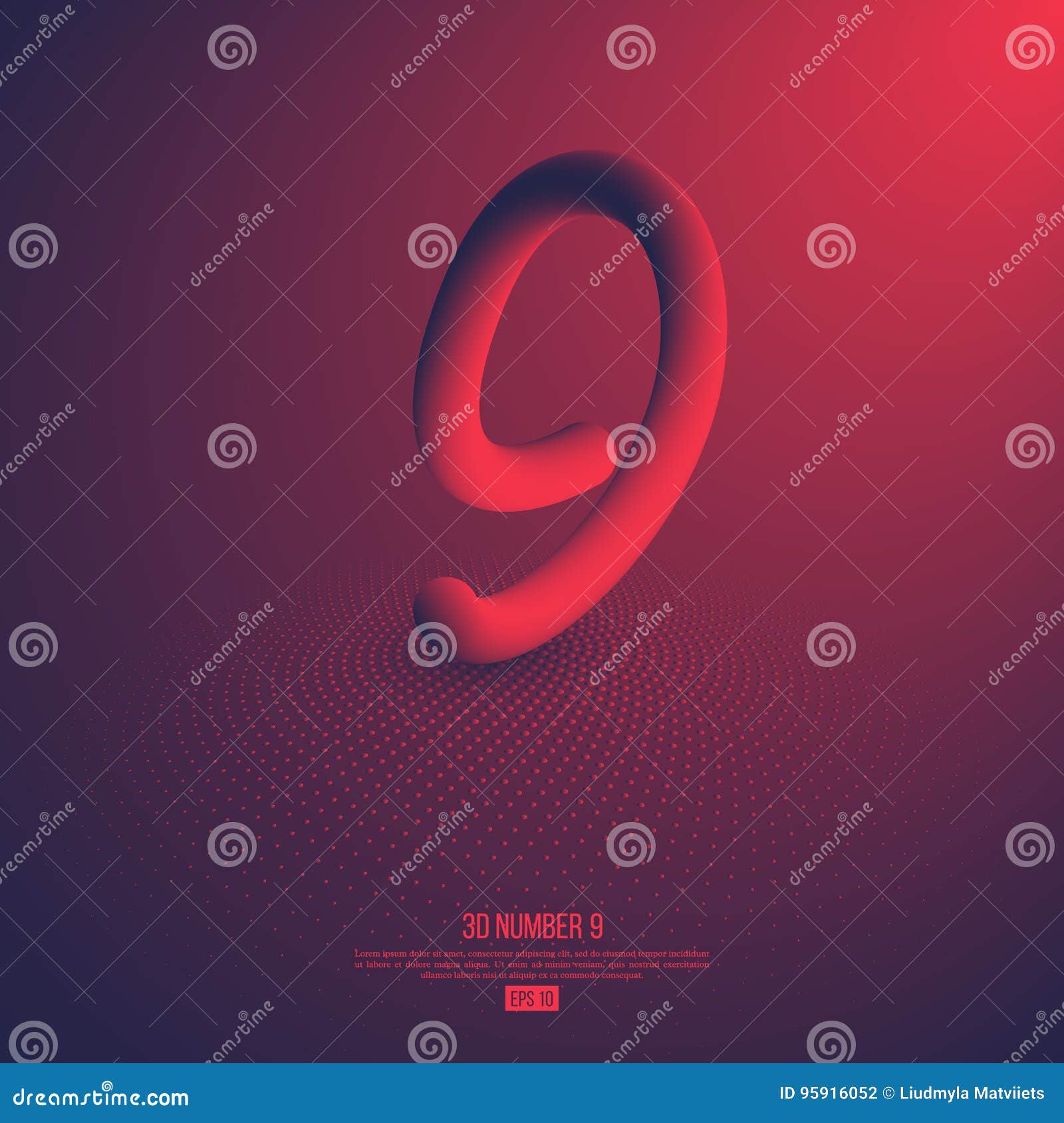 3d Abstract Hand Drawn Number 9. Stock Vector - Illustration of brush ...